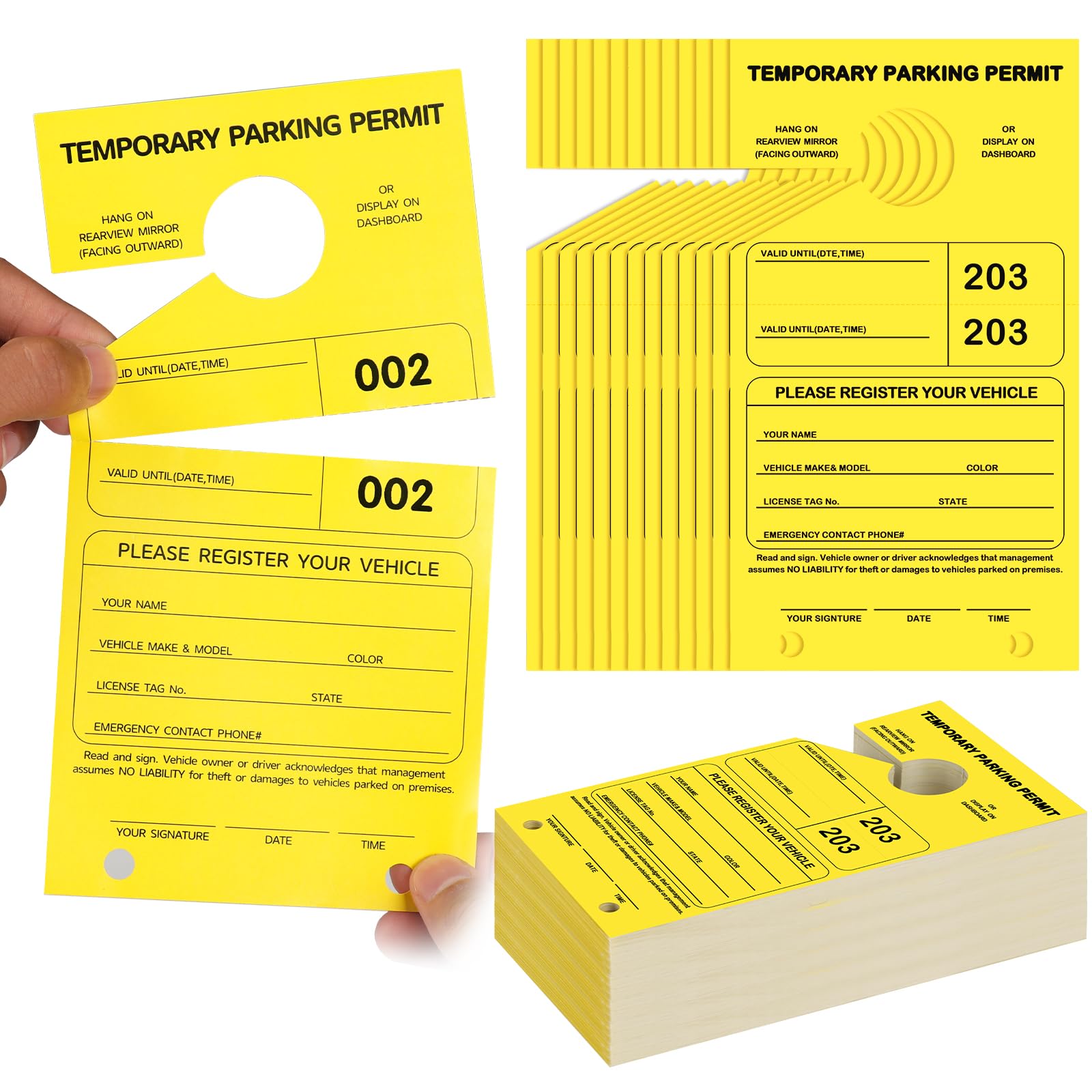 Amazon.com : 200 Pcs Yellow Parking Permit Hang Tag 7.75 x 4.25 Inch ...