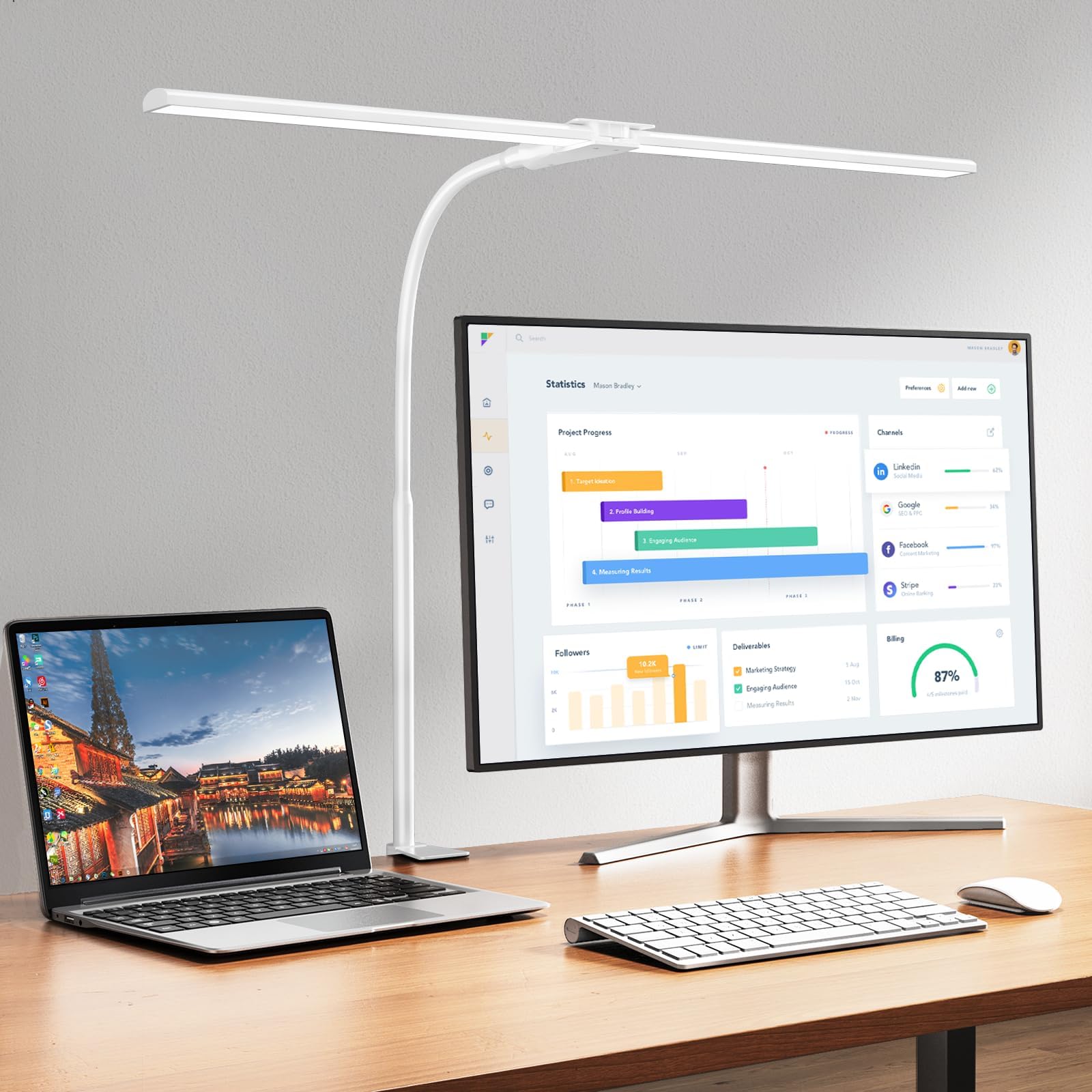 EppieBasic LED Desk lamp,Double Head Architect Desk Lamps for Home ...
