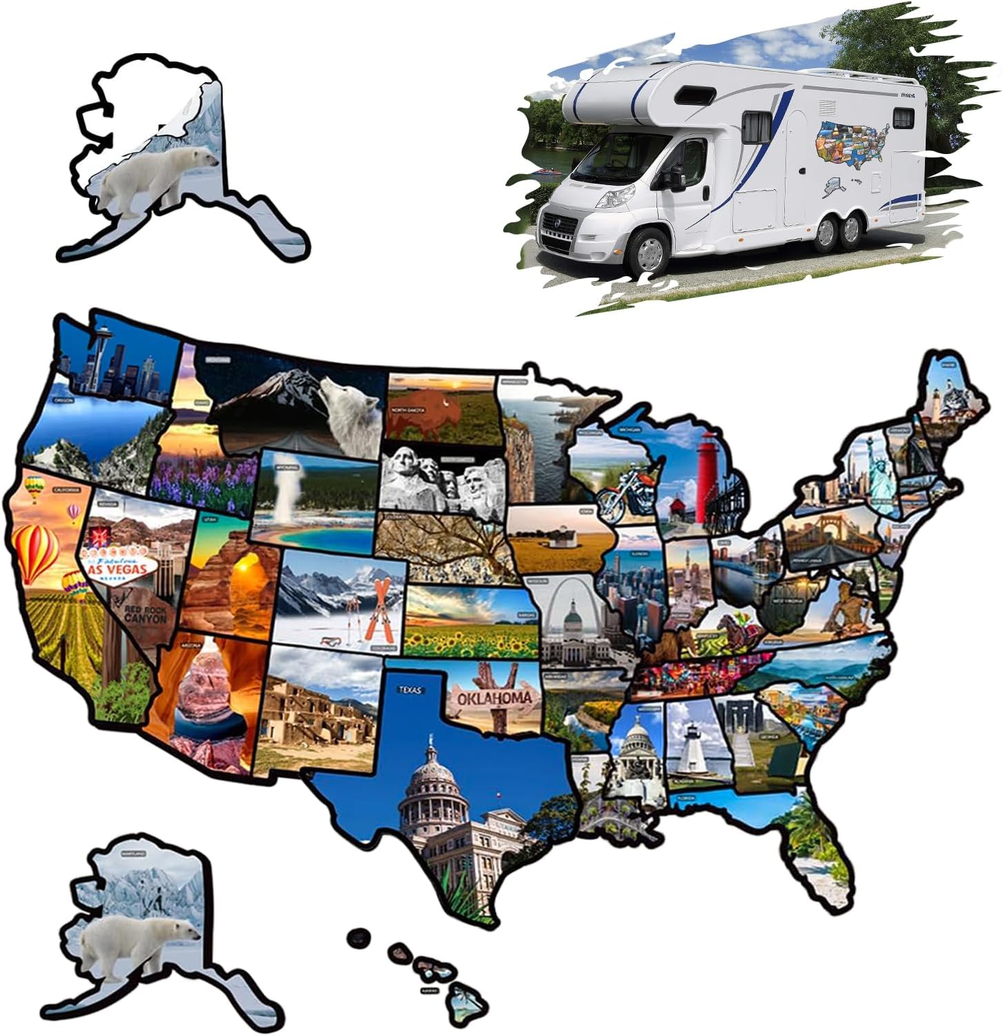 Amazon.com: RV State Magnet Travel Map of The United States, Weather ...