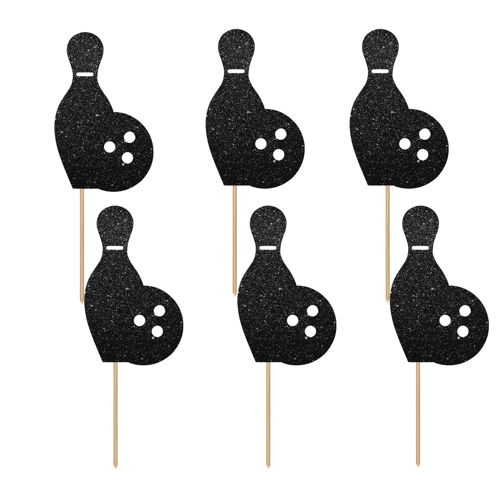 Amazon.com: ANNATZQ Black Bowling Cupcake Toppers, Baby Shower Cupcake ...