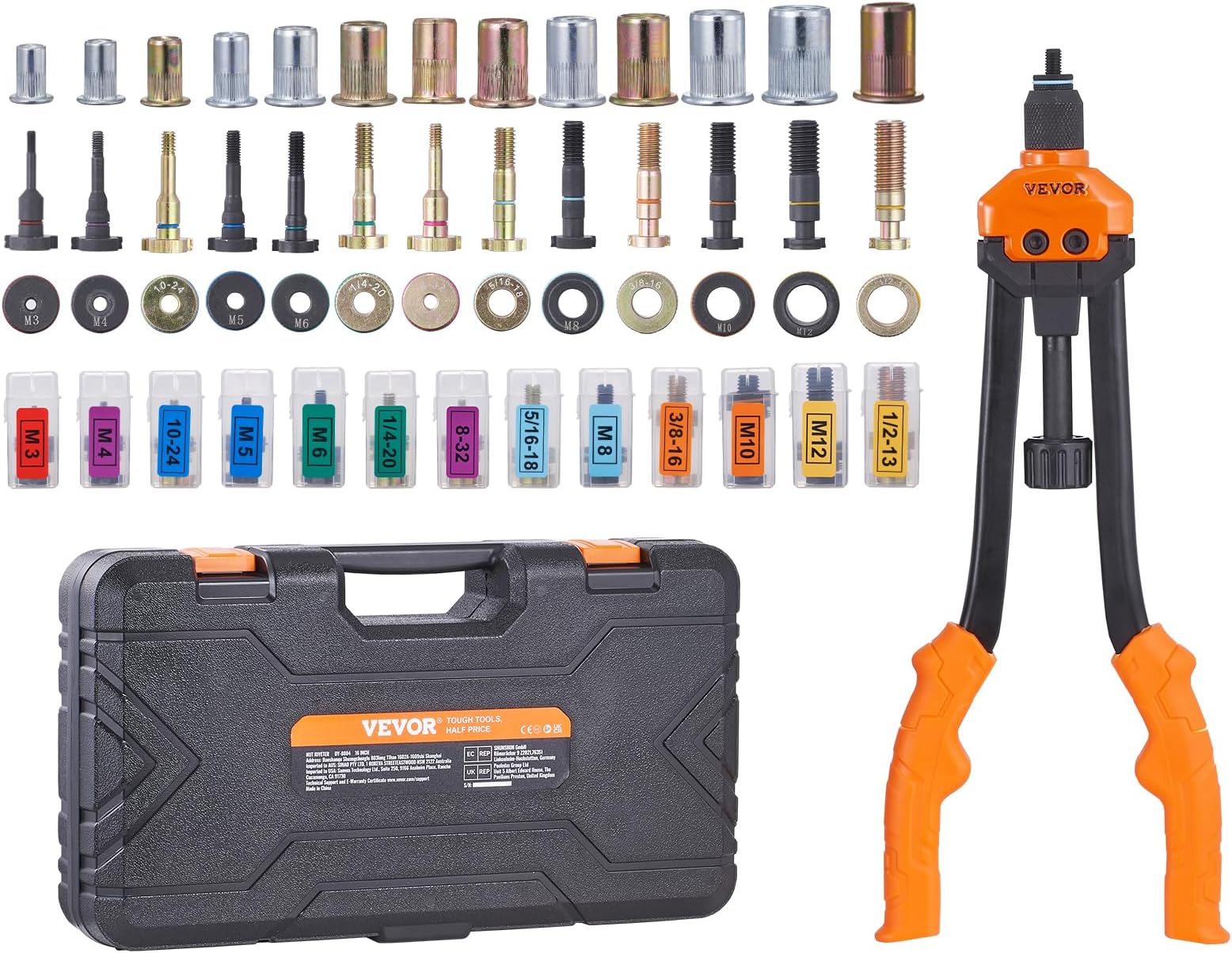 Amazon.com: VEVOR 16" Rivet Nut Tool, Labor-Saving Rivnut Tool Kit with ...
