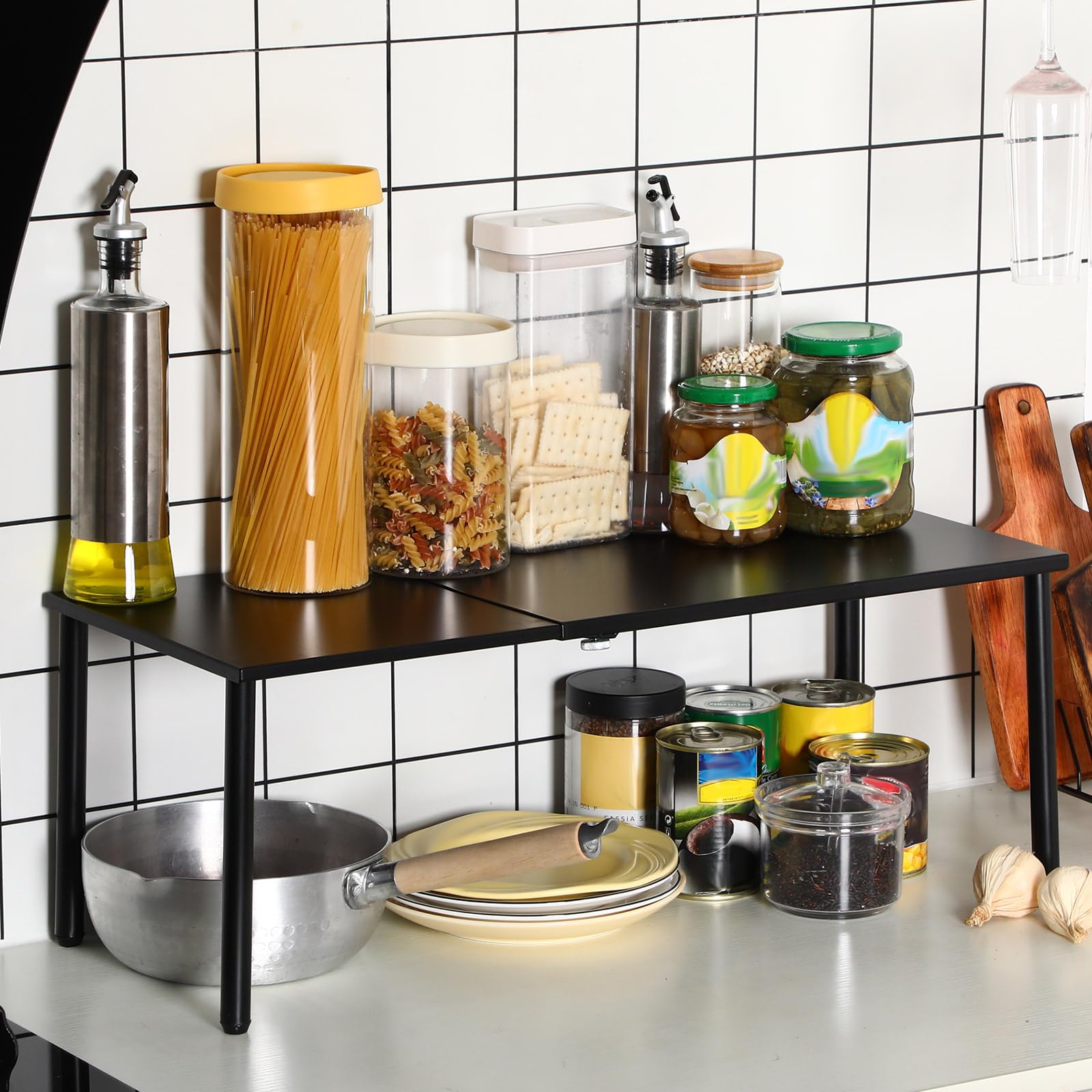 Amazon.com: DoubleFill Expandable Cabinet Shelf Organizer 16-26 ...