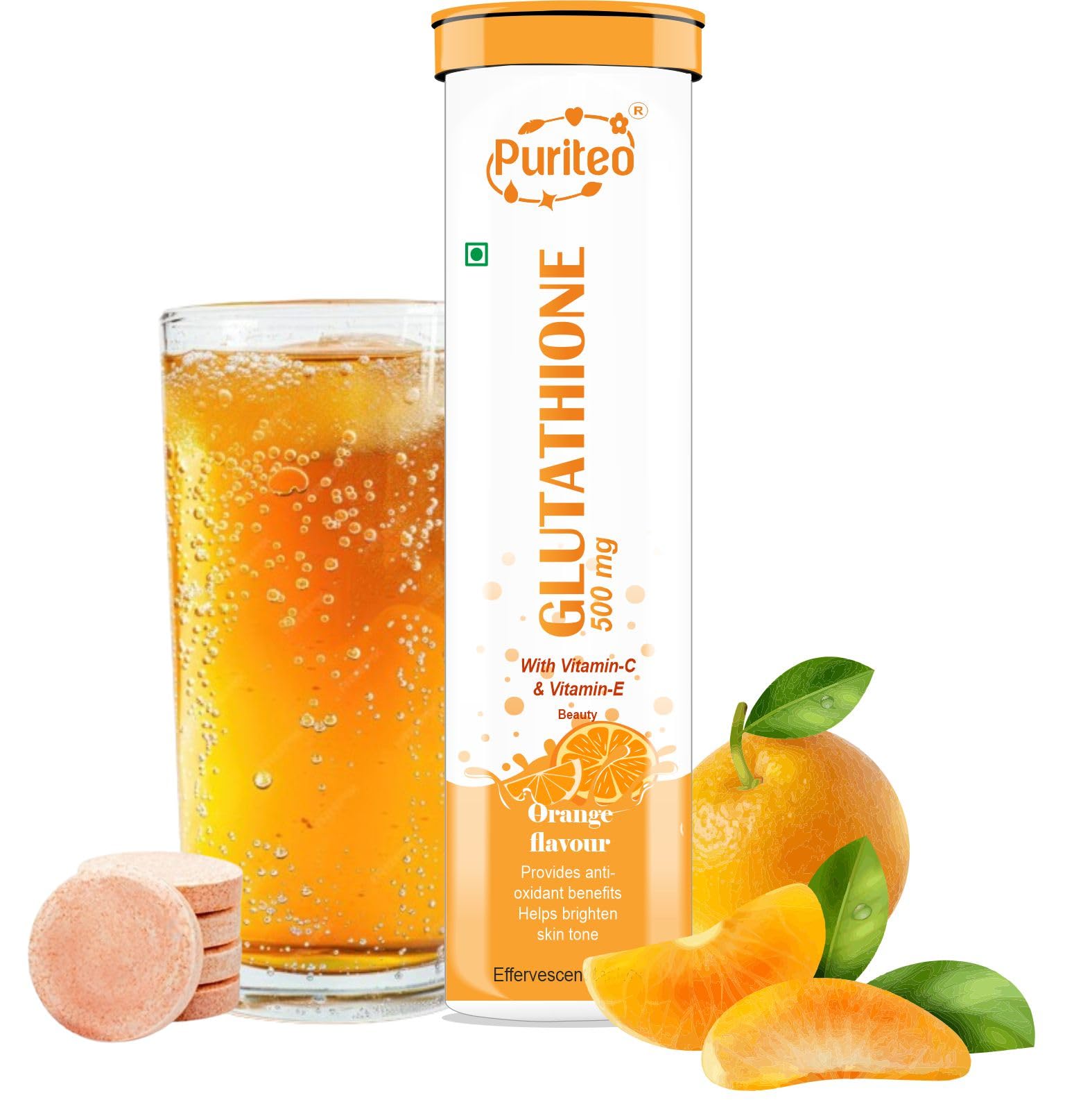 puriteo 15 Effervescent Tablets | Glutathione Tablets With Vitamin C ...