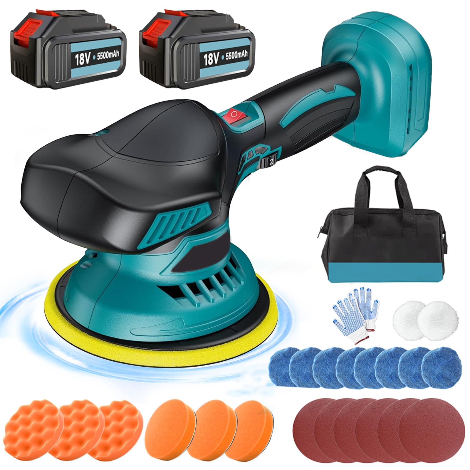 Cordless Car Buffer Polisher - 6 Inch Car Buffer Polisher Machine 1800 ...