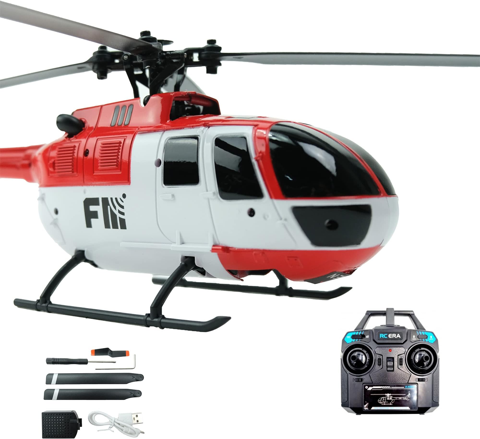 Amewi 25320 AFX-105 X 4-Kanal Helikopter 6G 2,4GHz RTF, Rot-weiß ...