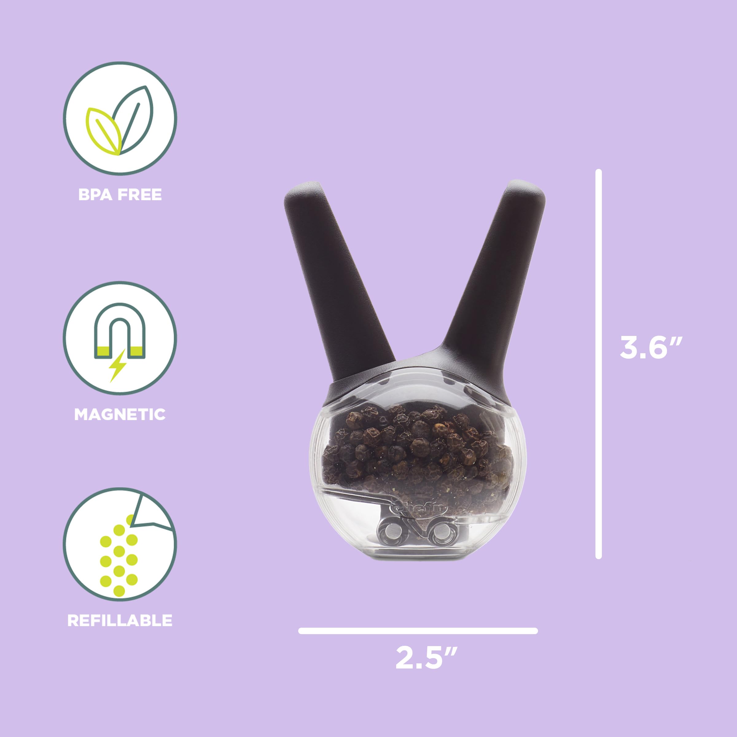 Snapklik.com : Chefn Mini Magnetic PepperBall Pro Pepper Grinder
