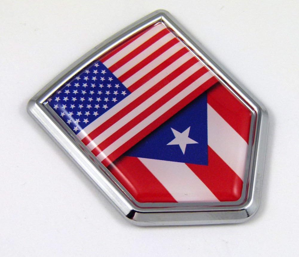 Amazon.com: USA Puerto Rico American Rican Flag Car Chrome Emblem ...