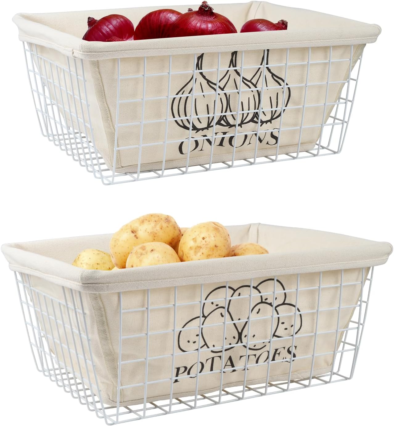 Amazon.com: Xbopetda 2 Set Metal Wire Baskets with Cotton Lining ...