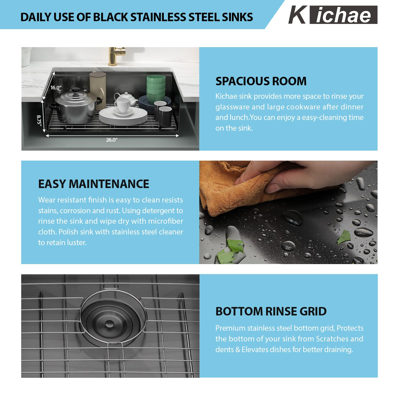 Snapklik.com : 28 Black Kitchen Sink Undermount Workstation - 28x18 ...