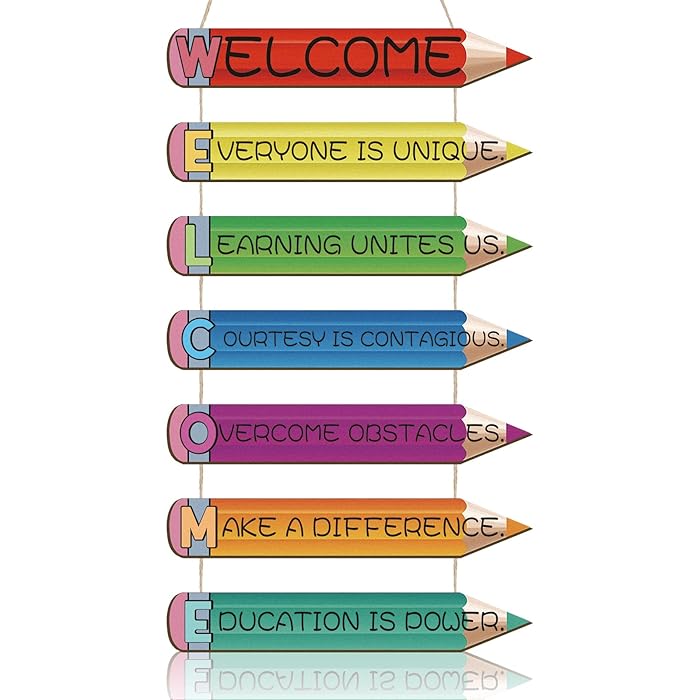 Buy Set of 7 Welcome Back to School Classroom Door Decor Wooden ...