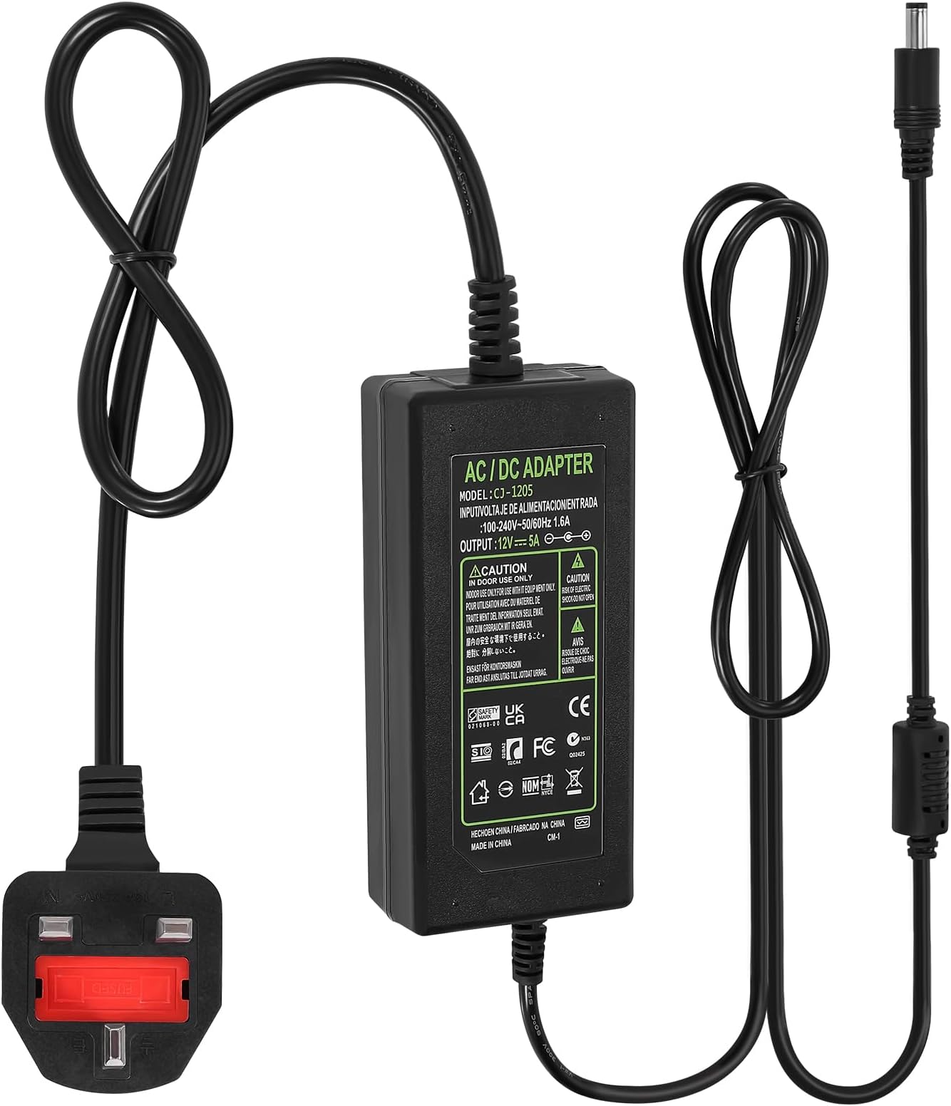 Power Supply 12V 5A,AC 100-240V to DC12V 60W Converter Adapter Driver ...