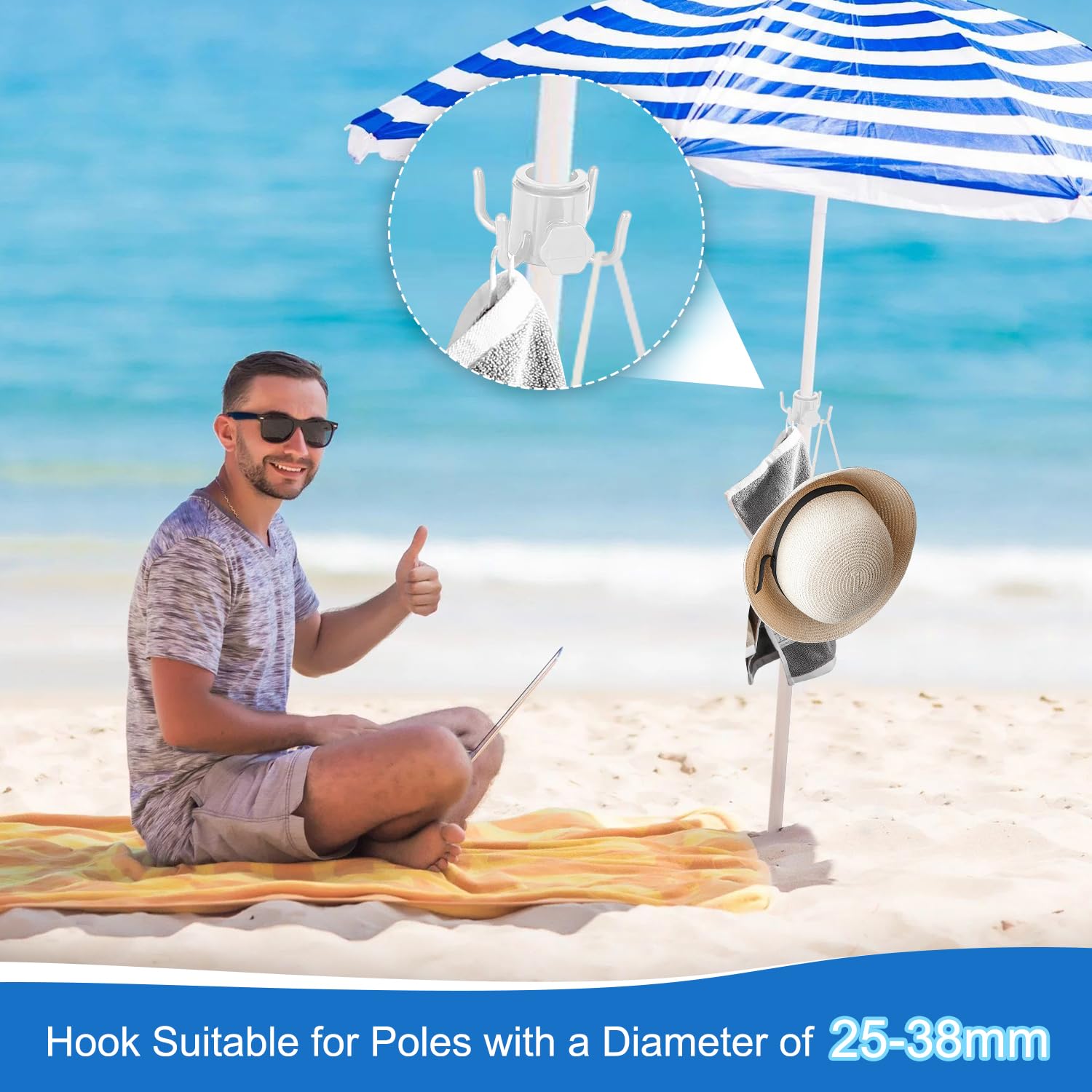 AROMUJOY Parasol Stand with Lawn Spike, Umbrella Stand Anchor with 4 ...