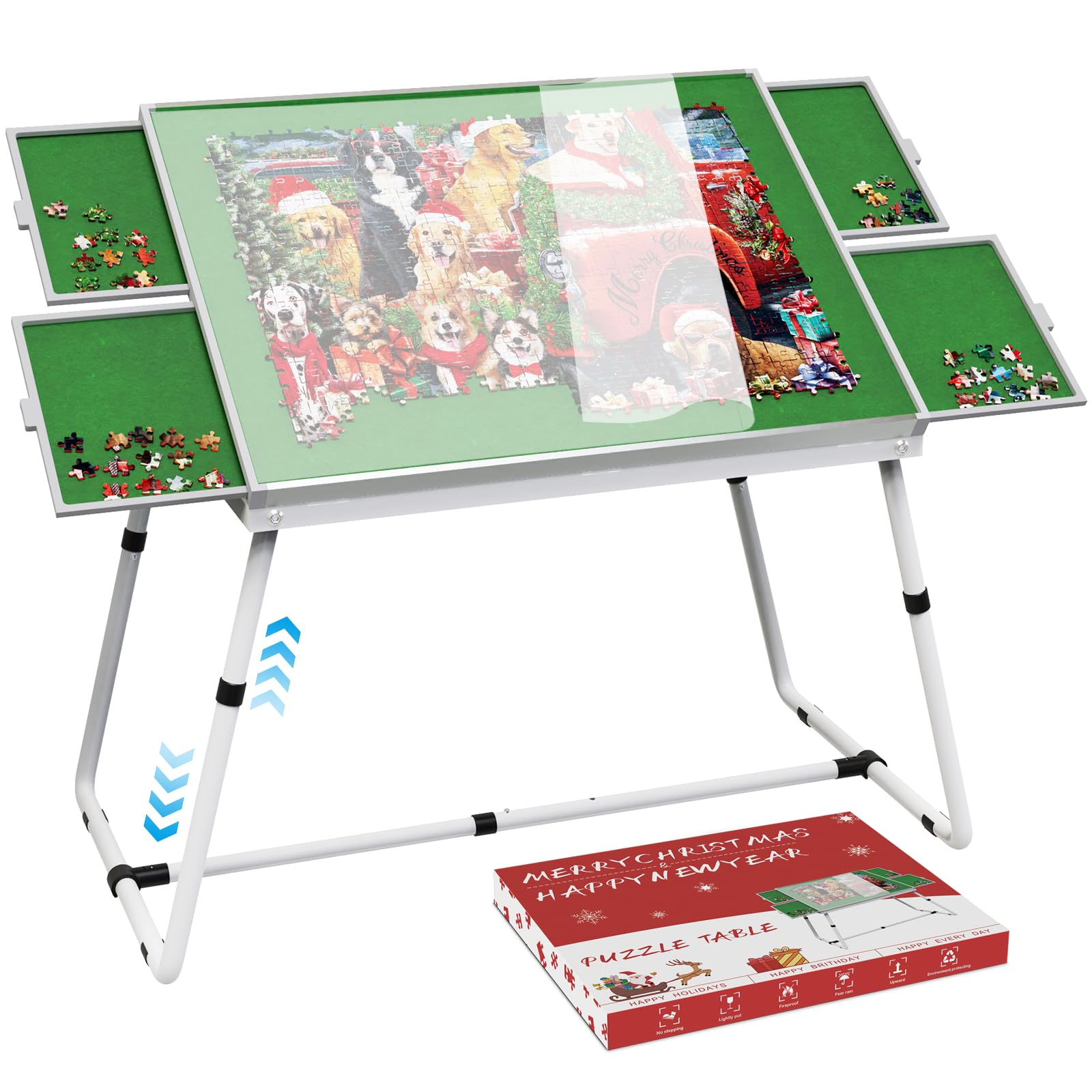 Buy Jigsaw Puzzle Table Adjustable Height-18,28inch,2 in 1 Design Metal ...