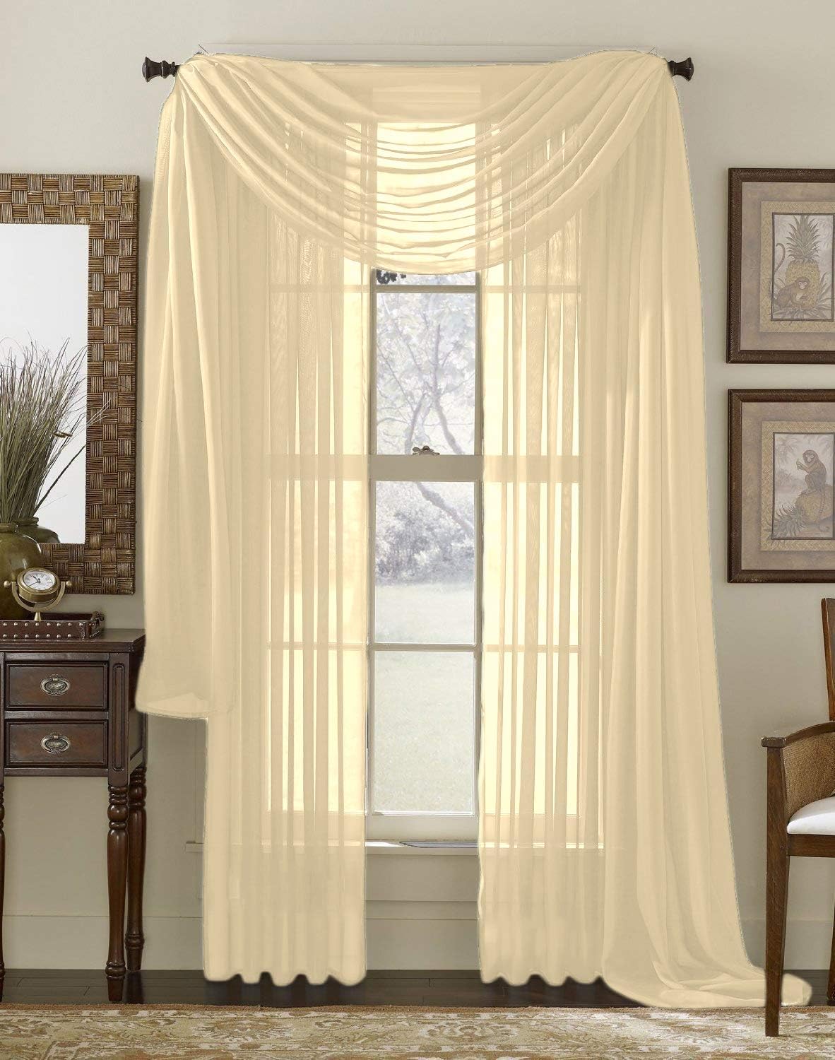 Amazon.com: Interior Trends 3 Piece Fully Stitched Sheer Curtain Panel ...