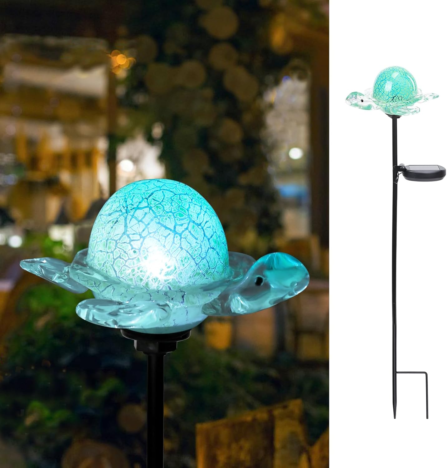 Bshine Solar Garden Decoration Outdoor Turtle Lights, Hand Blown Glass ...