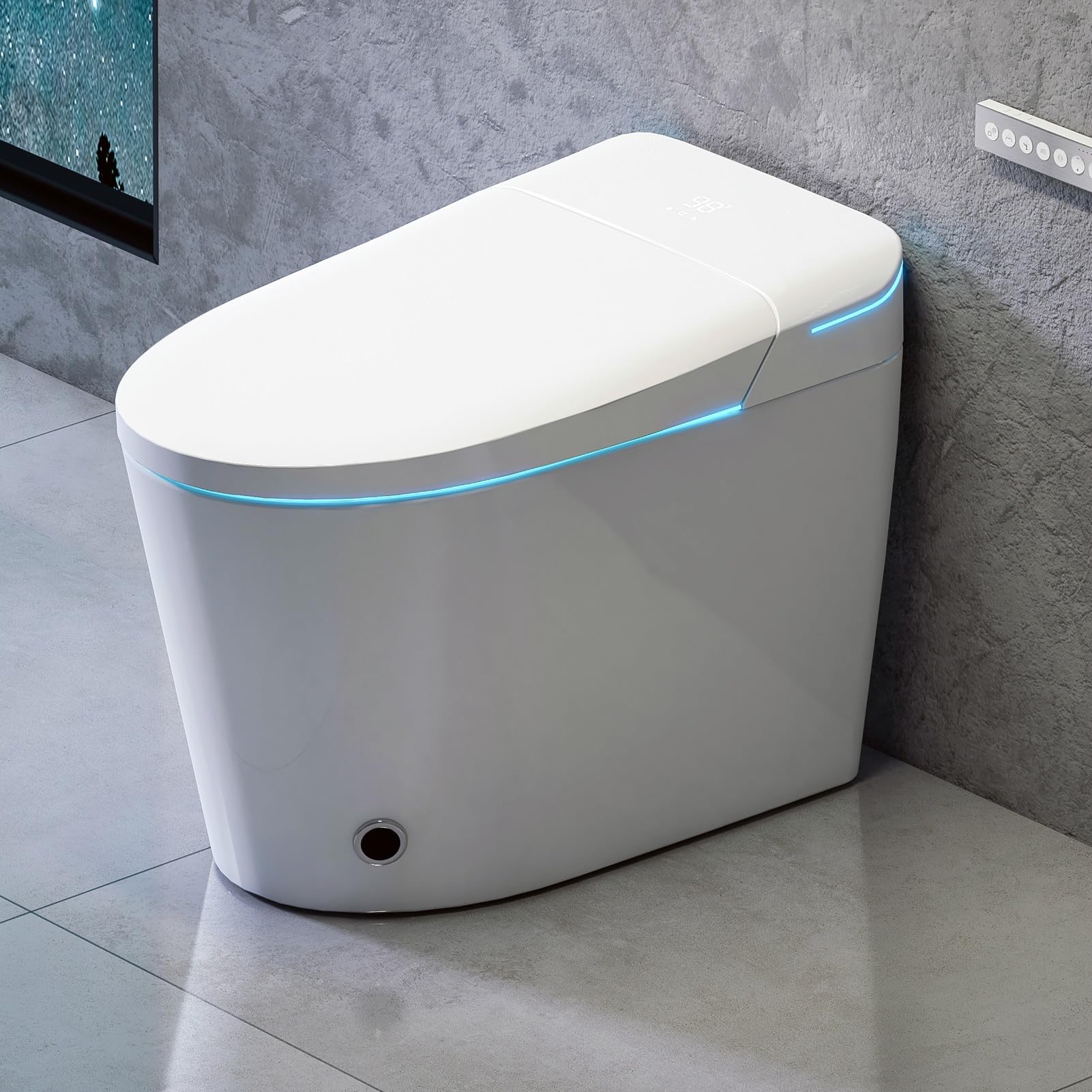ZAHEES Smart Toilet with Foot Sensor Auto Flush, Heated Bidet Seat ...