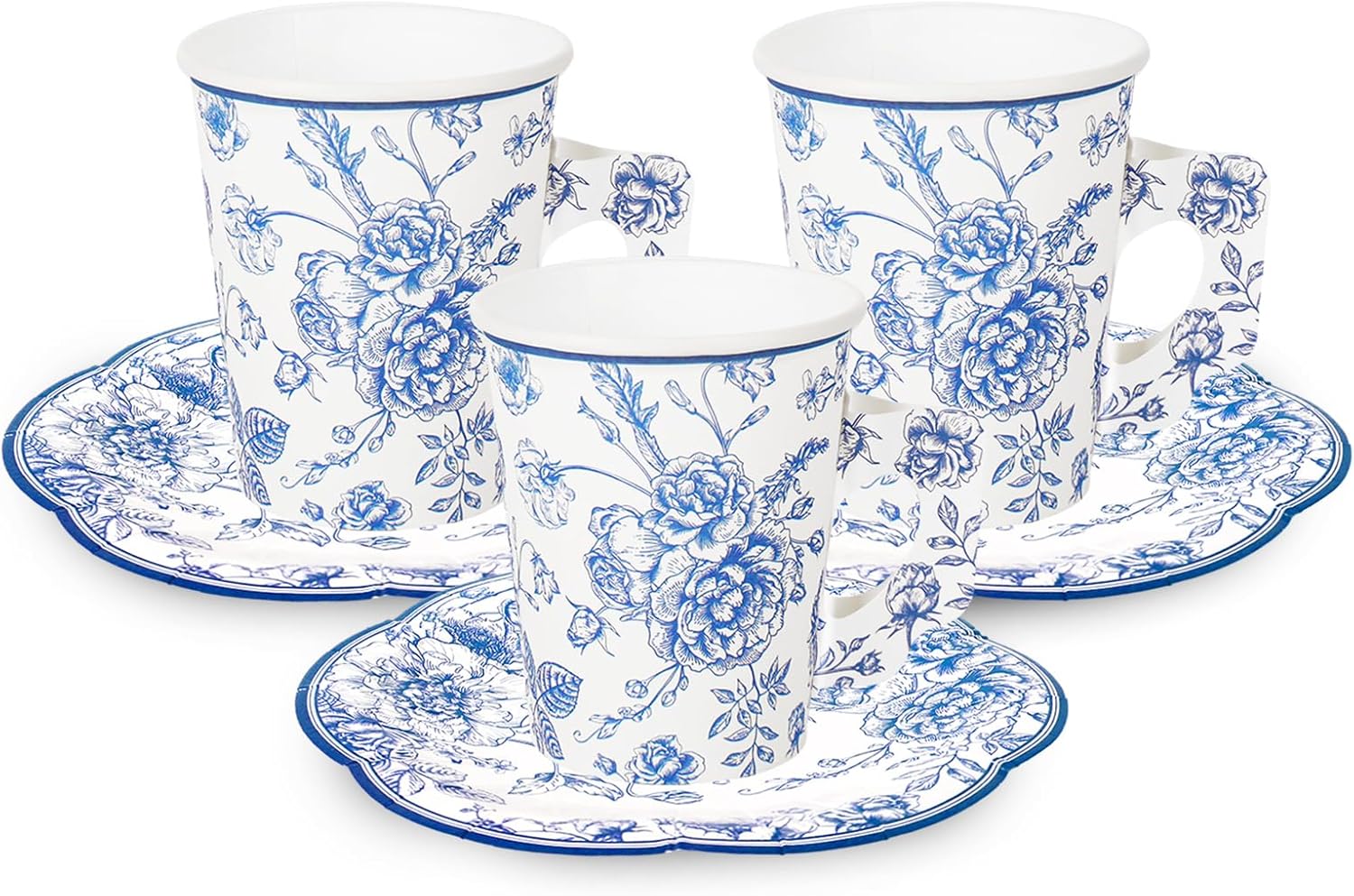 Amazon.com: JarThenaAMCS Tea Party Supplies Serves 24 Blue Floral Paper ...