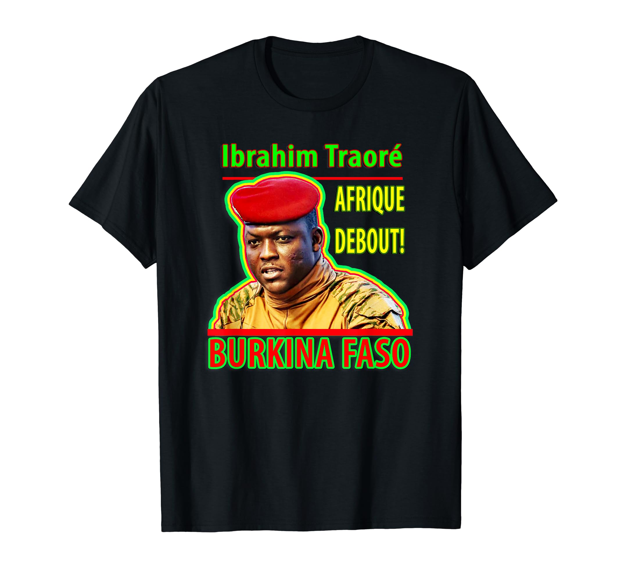 Amazon.com: Afrique Debout! Burkina Faso - Ibrahim Traore T-Shirt ...