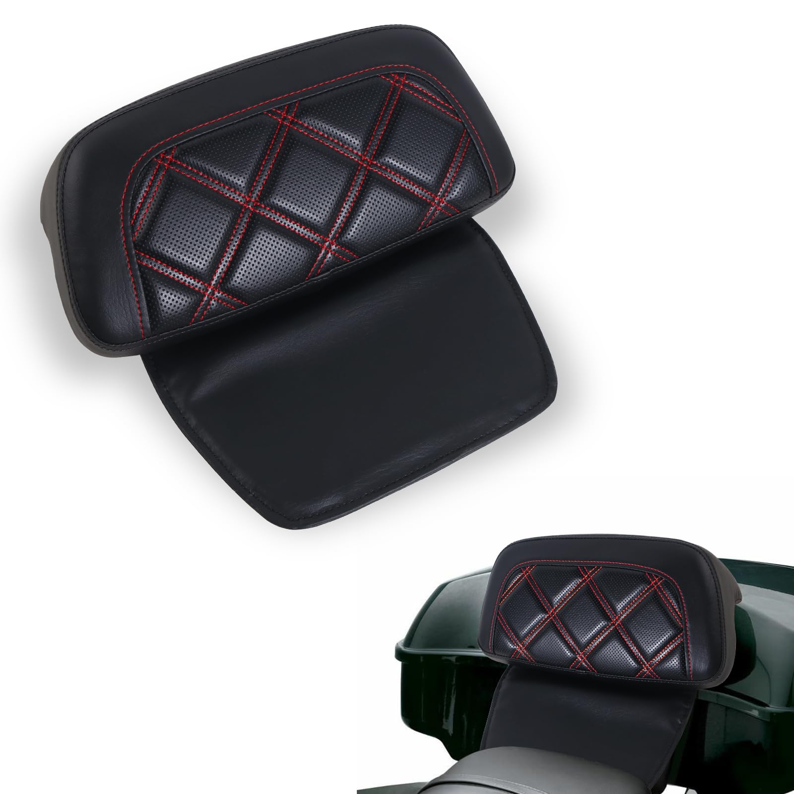 Amazon.com: Dakchor Motorcycle Backrest Pad, Red Line Stitching ...