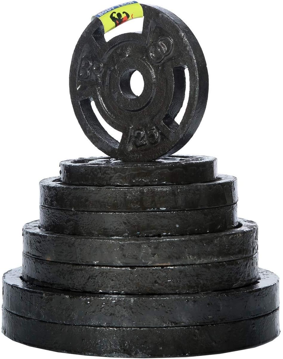 BODY TECH Cast Iron Bright Steering Cut Weight Lifting Plates (Black ...