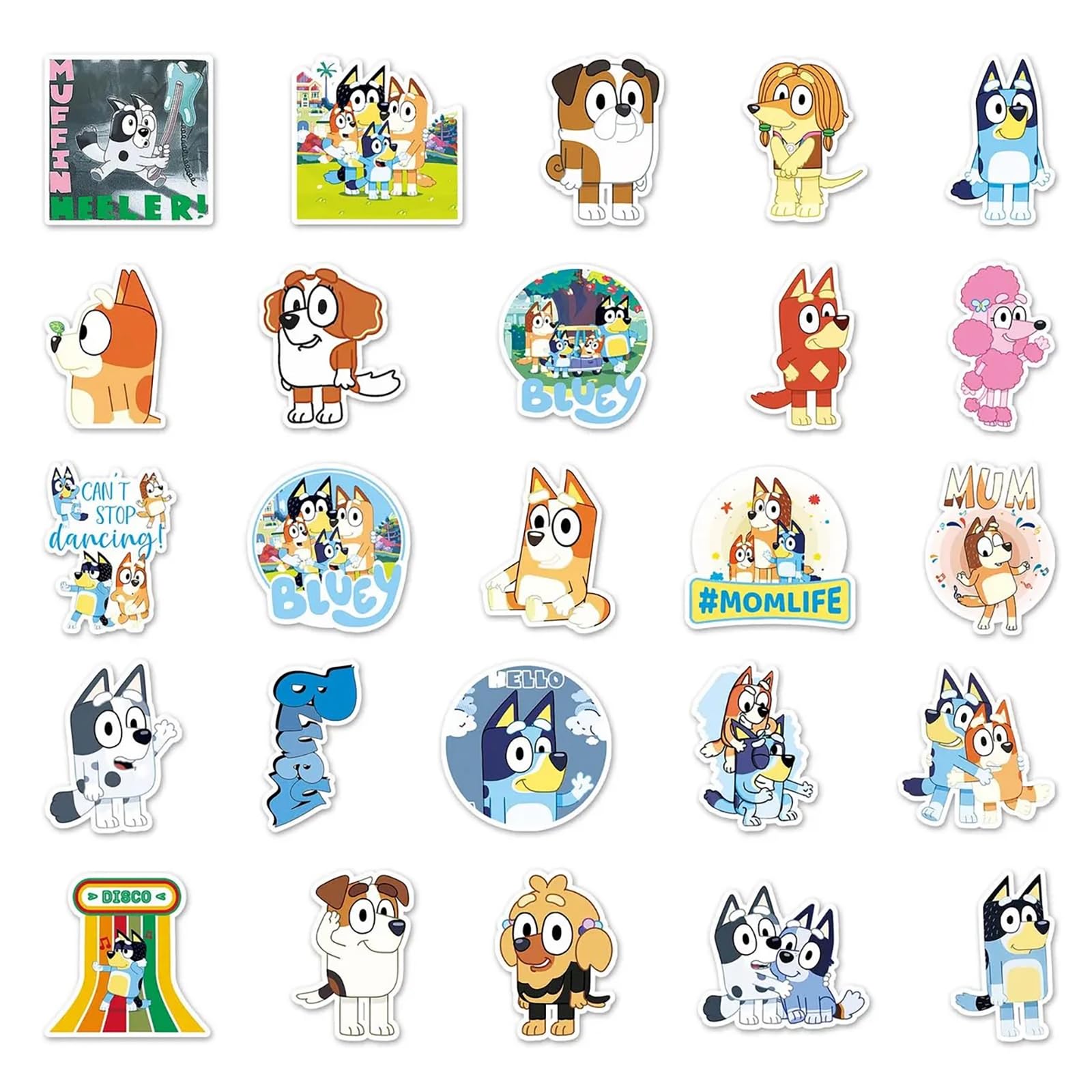 50PCS Bluey Stickers Sets,Waterproof Vinyl Kids Stickers Decals,Kawaii ...