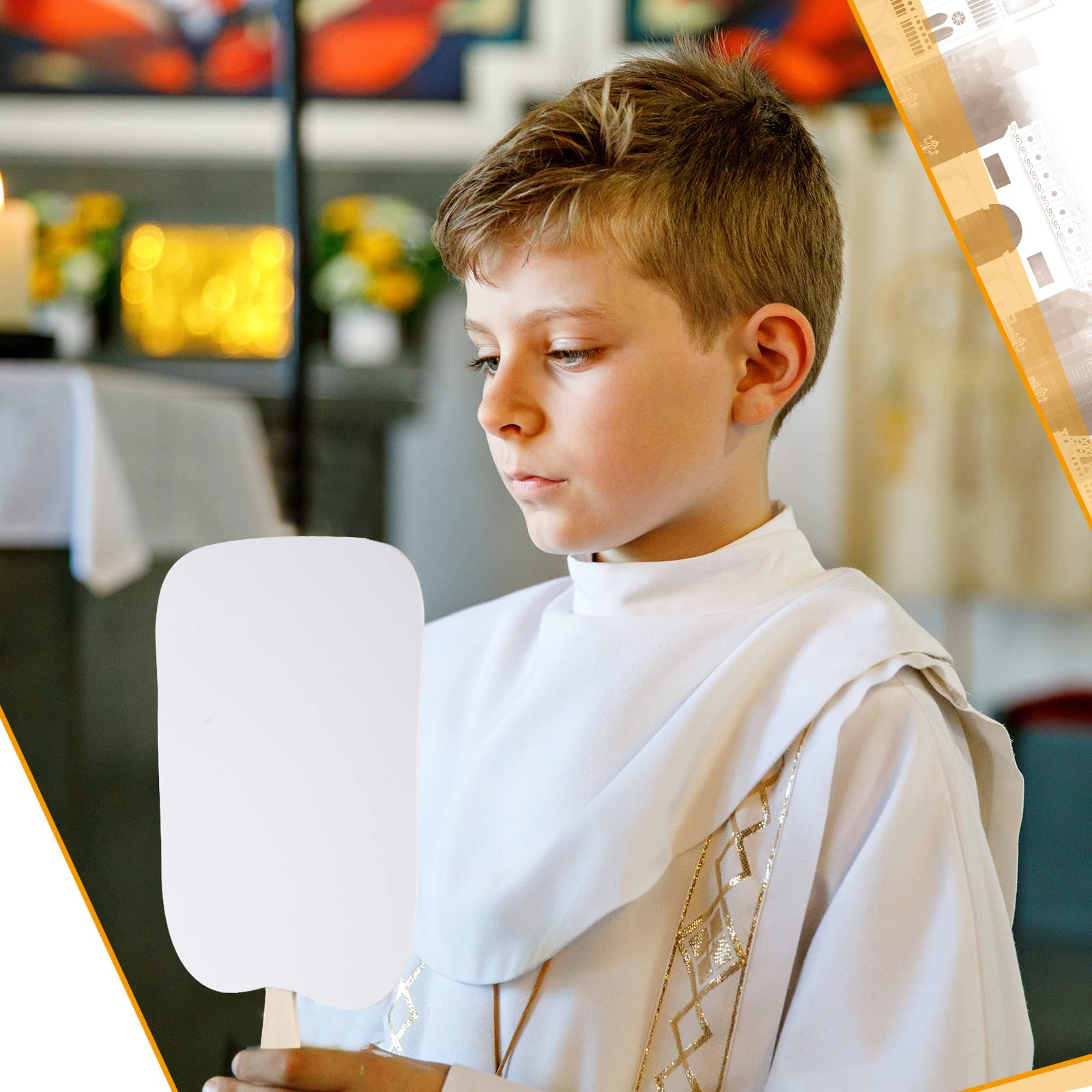 Geelin 150 Sets Hand Held Church Fans Blank Church Fans Handheld Hand ...