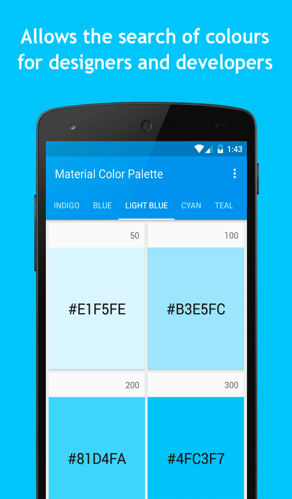 Material Design Color Palette - Application sur Amazon Appstore