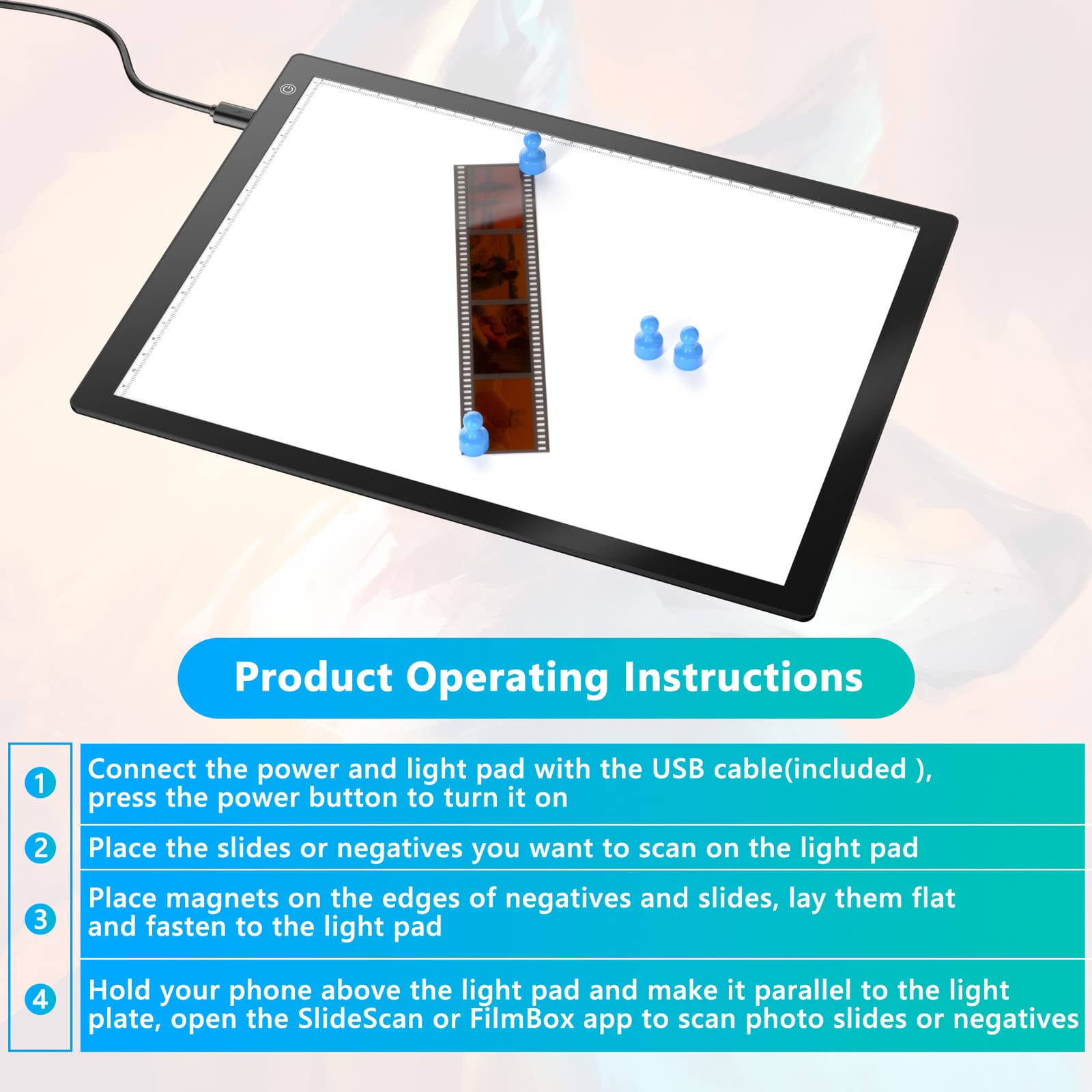 Photomyne Scanning Accessories A4 USB Slide Viewer Light Box Ultra Thin ...