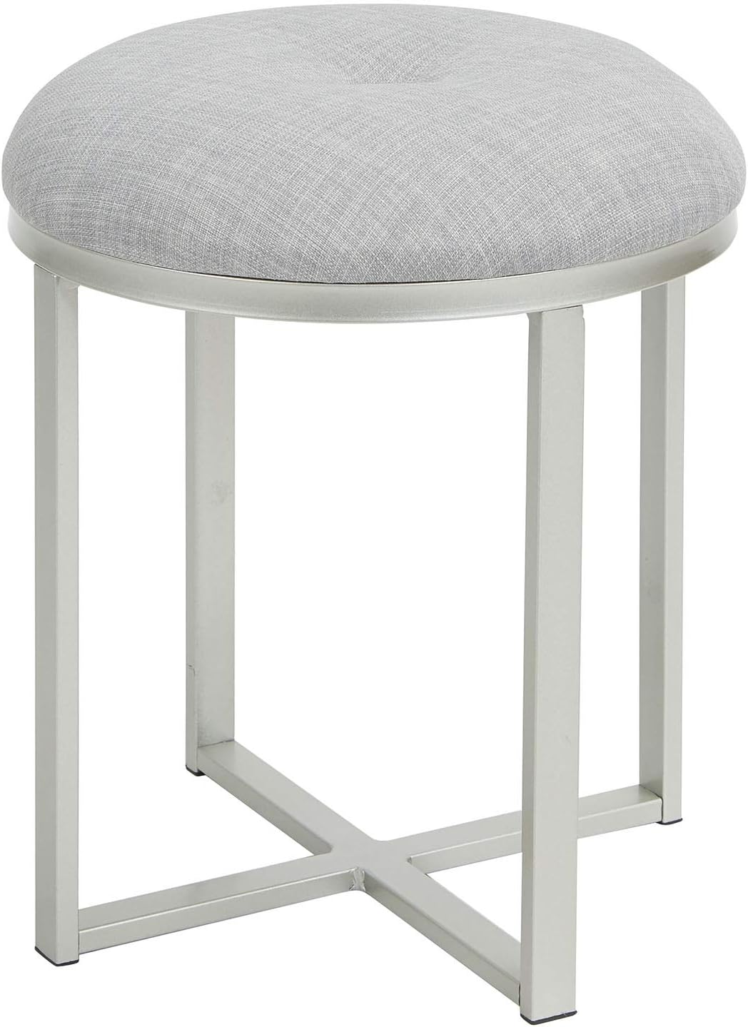 Amazon.com: Silverwood Vanity Bench, Gray Linen and Silver Metal : Home ...