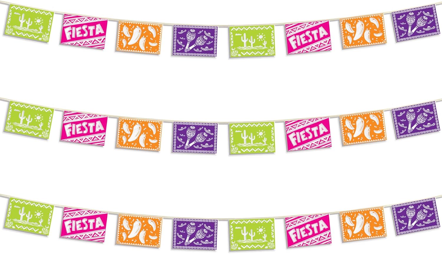 Amazon.com: Beistle 3 Piece Plastic Fiesta Picado Style Pennant Banners ...