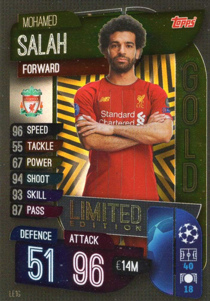 MATCH ATTAX 19/20 MOHAMED SALAH GOLD LIMITED EDITION TRADING CARD ...
