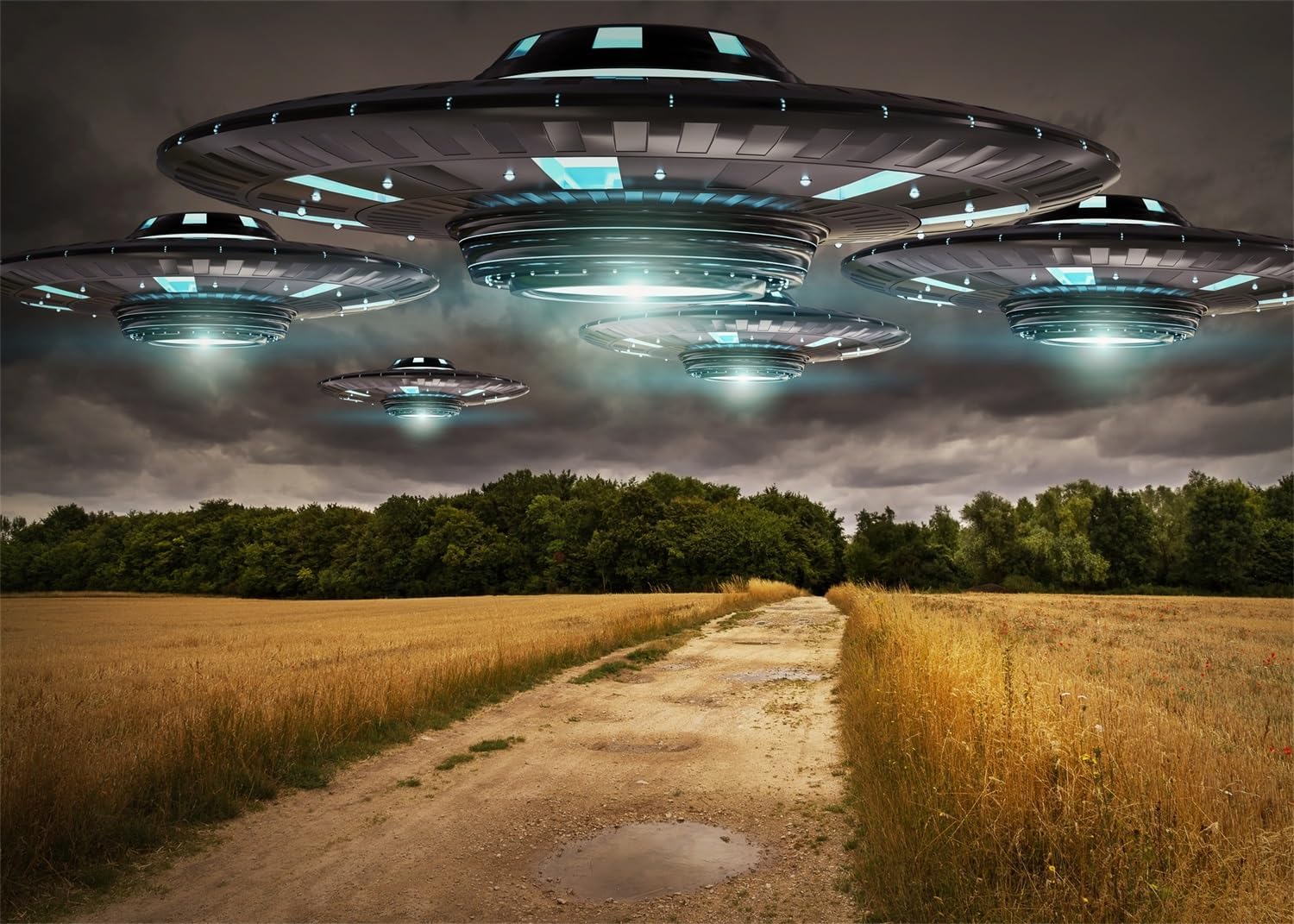 Amazon.com : Loccor 7x5ft Fabric UFO Backdrop Field Science Fiction ...