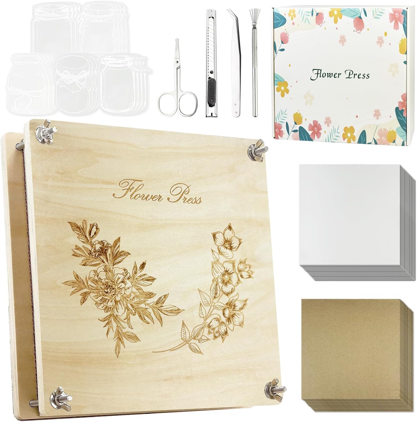 Amazon.com: SIHPTO Large Flower Press Kit, 11x11 Inch Wooden Flower ...