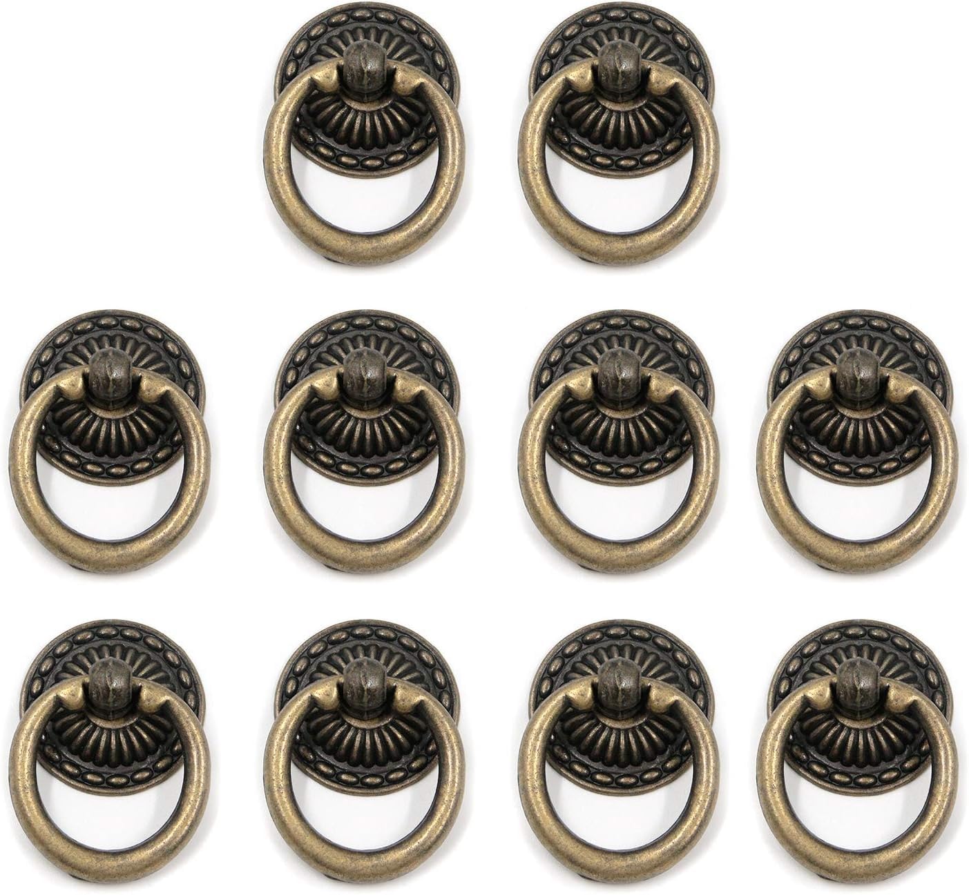 MY MIRONEY Vintage Drop Ring Pulls Antique Bronze Knobs Pulls Handles Hardware Furniture Drawer ...