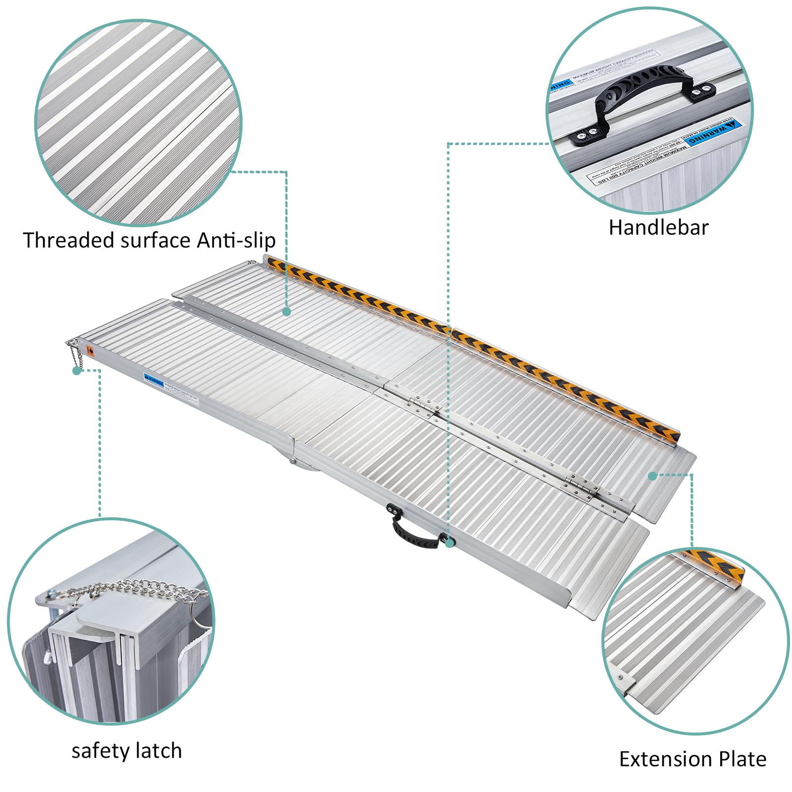 KOLO 7FT Wheelchair Ramp Threshold Ramp Portable Handicaps Ramp ...