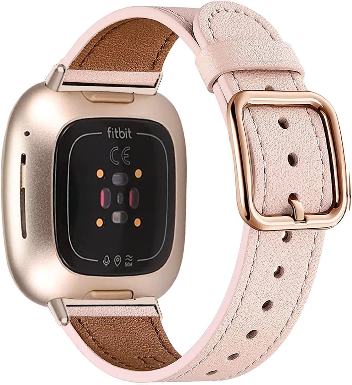 Amazon.com: TiMOVO Leather Band Compatible with Fitbit Versa 4/Fitbit ...