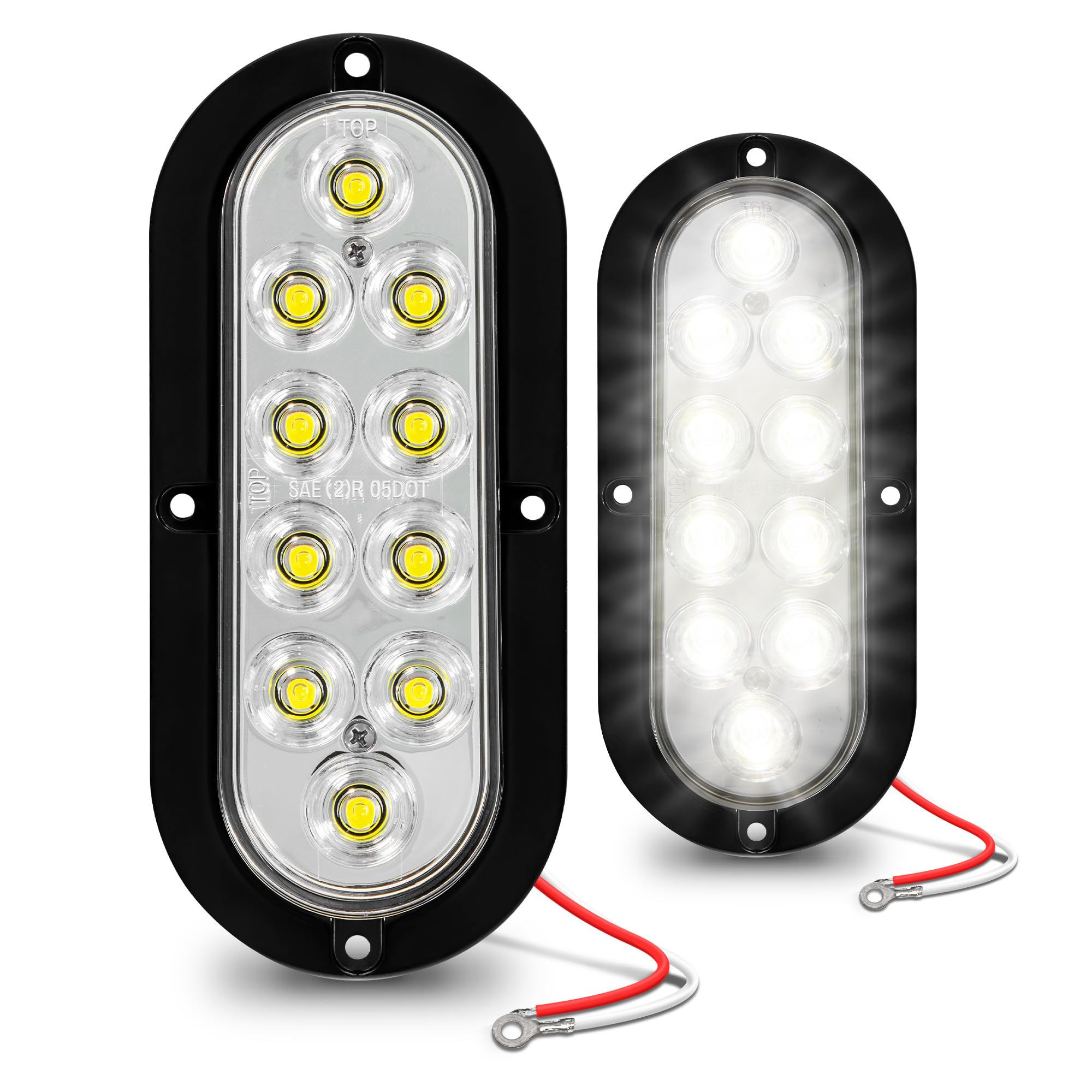 Snapklik.com : TRUE MODS 2pc Clear White 6 Inch Oval LED Reverse ...