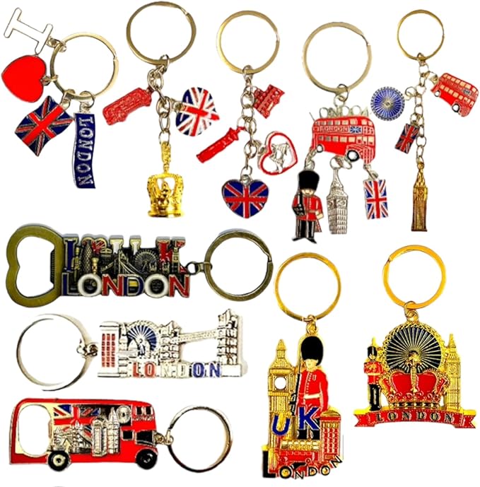 A1 Gifts 10 London Keyrings Great Britain Souvenir Key Rings - England ...
