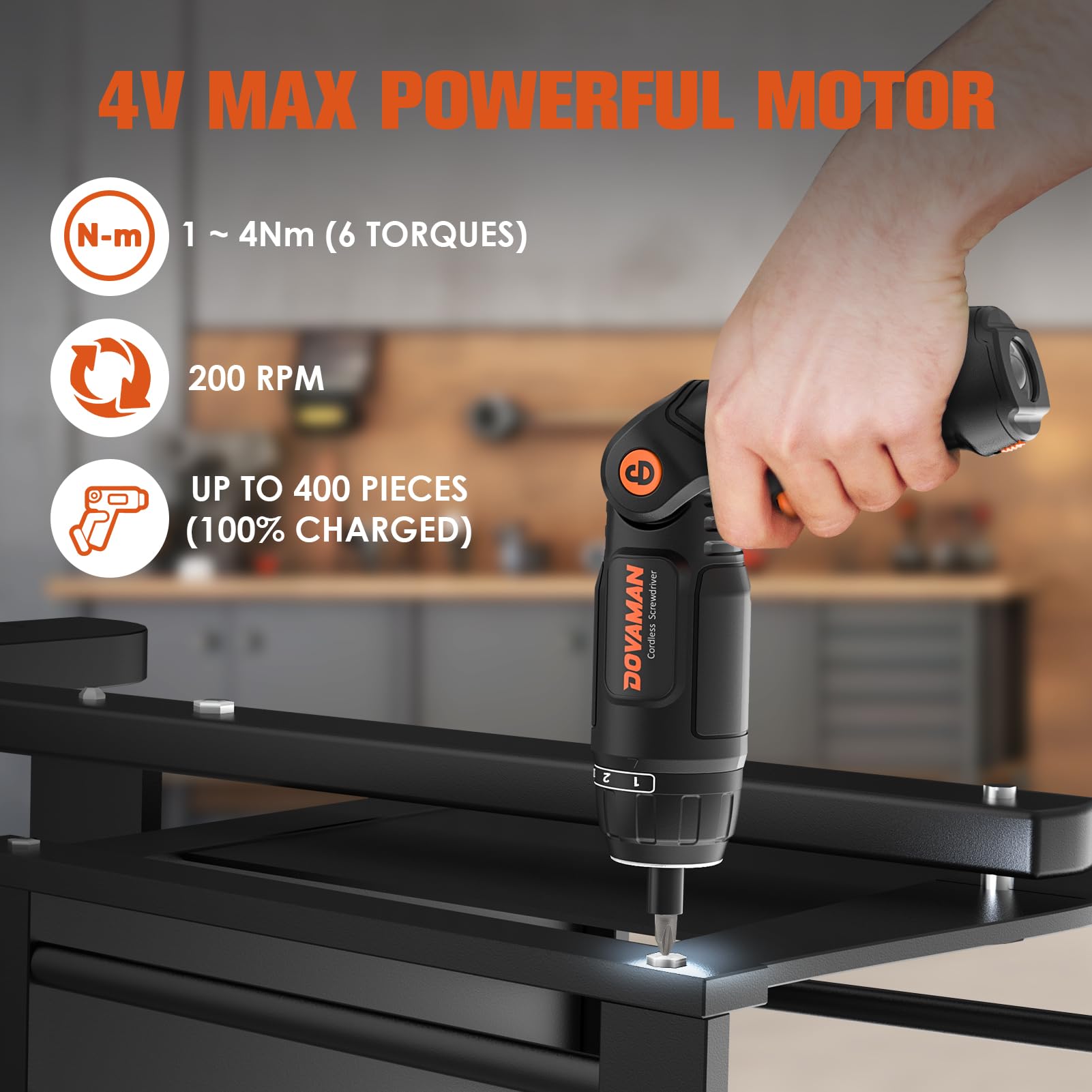 Snapklik.com : DES01A 4V Electric Screwdriver, 3-Position Handle, 6 ...