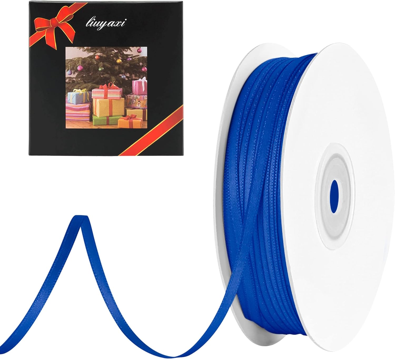 Amazon.com: LIUYAXI Blue Double Faced Satin Ribbon, 1/8" X Continuous ...
