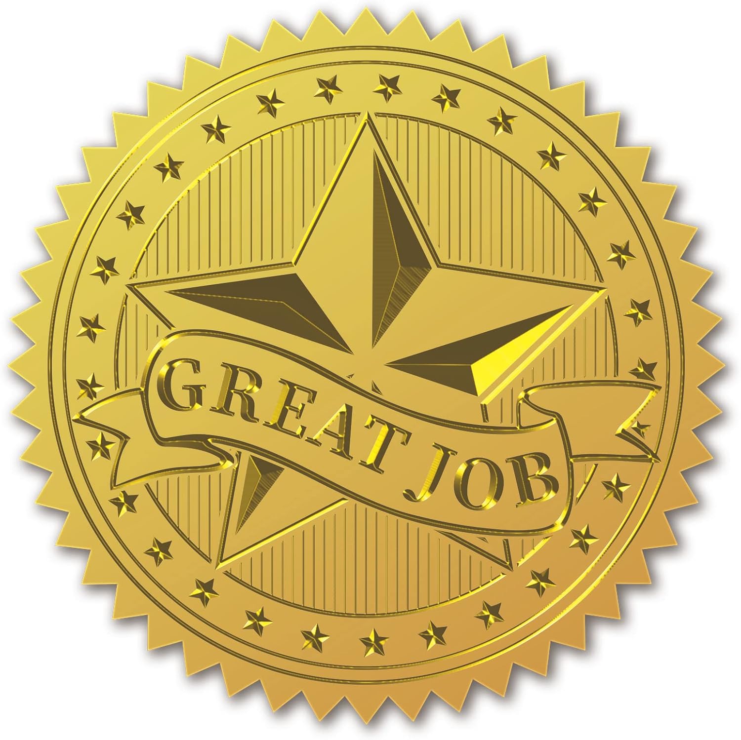 FREEBLOSS 100 Pcs GREAT JOB Gold Stickers Embossed Foil Certificate ...