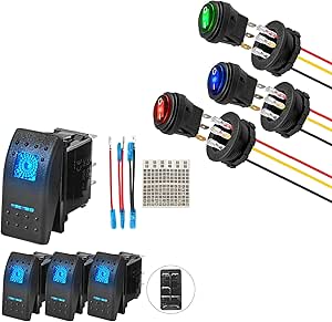 Amazon.com: Anina 4PCS Rocker Switches 5Pin SPST 20A/12V 10A/24V ON/Off ...