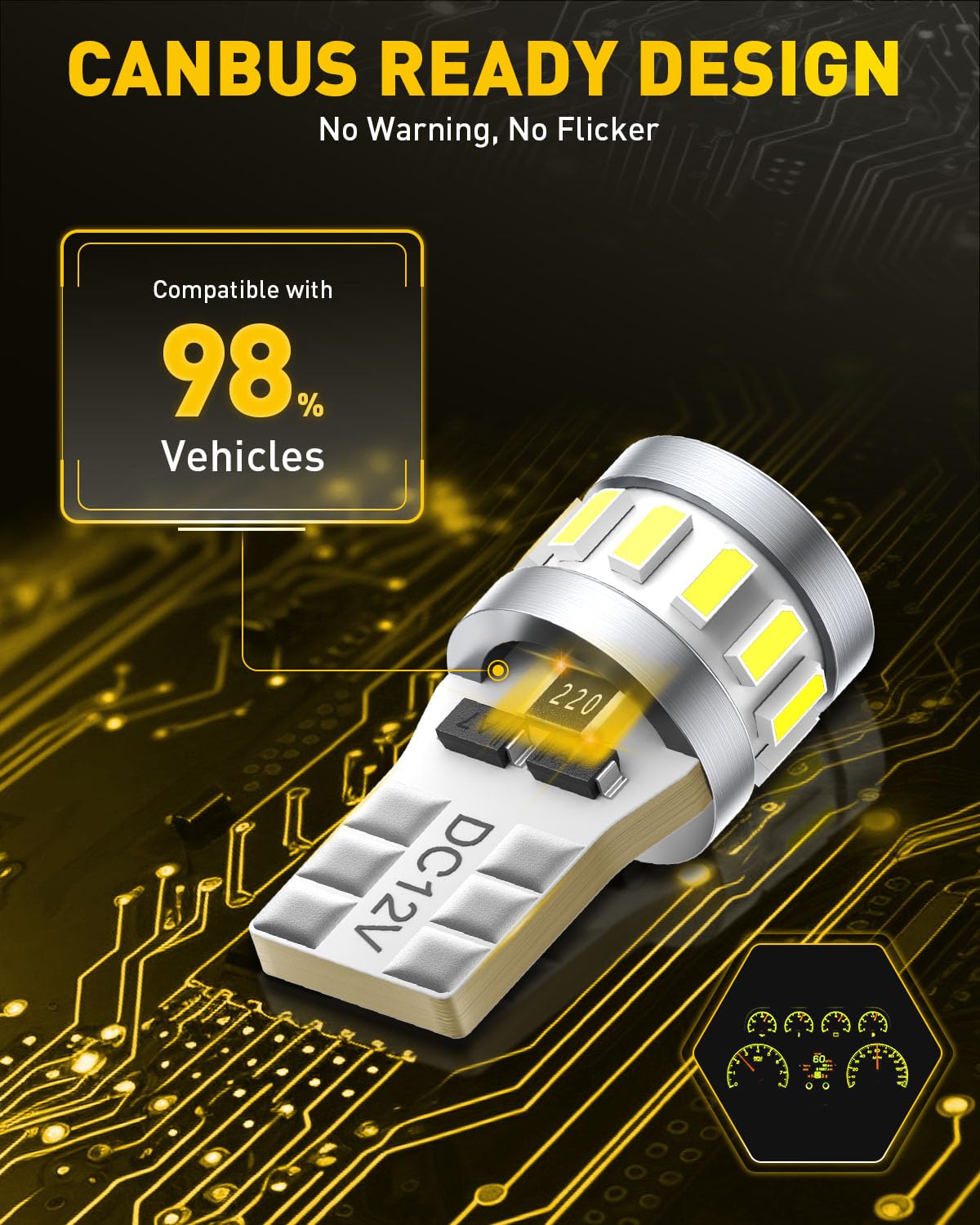 Snapklik.com : AUXITO Latest 194 LED Bulbs 6500K Bright White 168 2825 ...