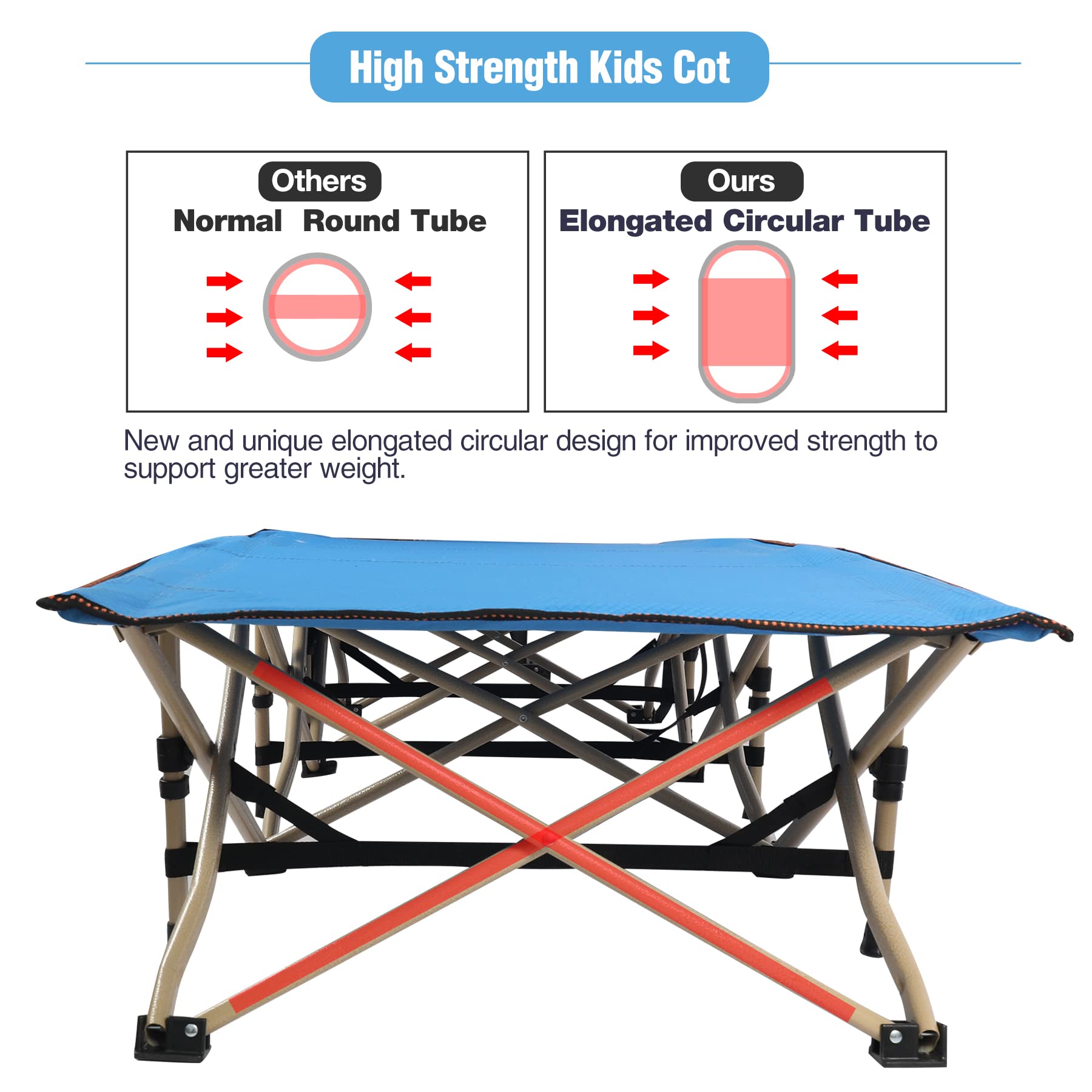 RedSwing Kids Cots for Sleeping Extra Long, Strudy Folding Toddler Cot ...