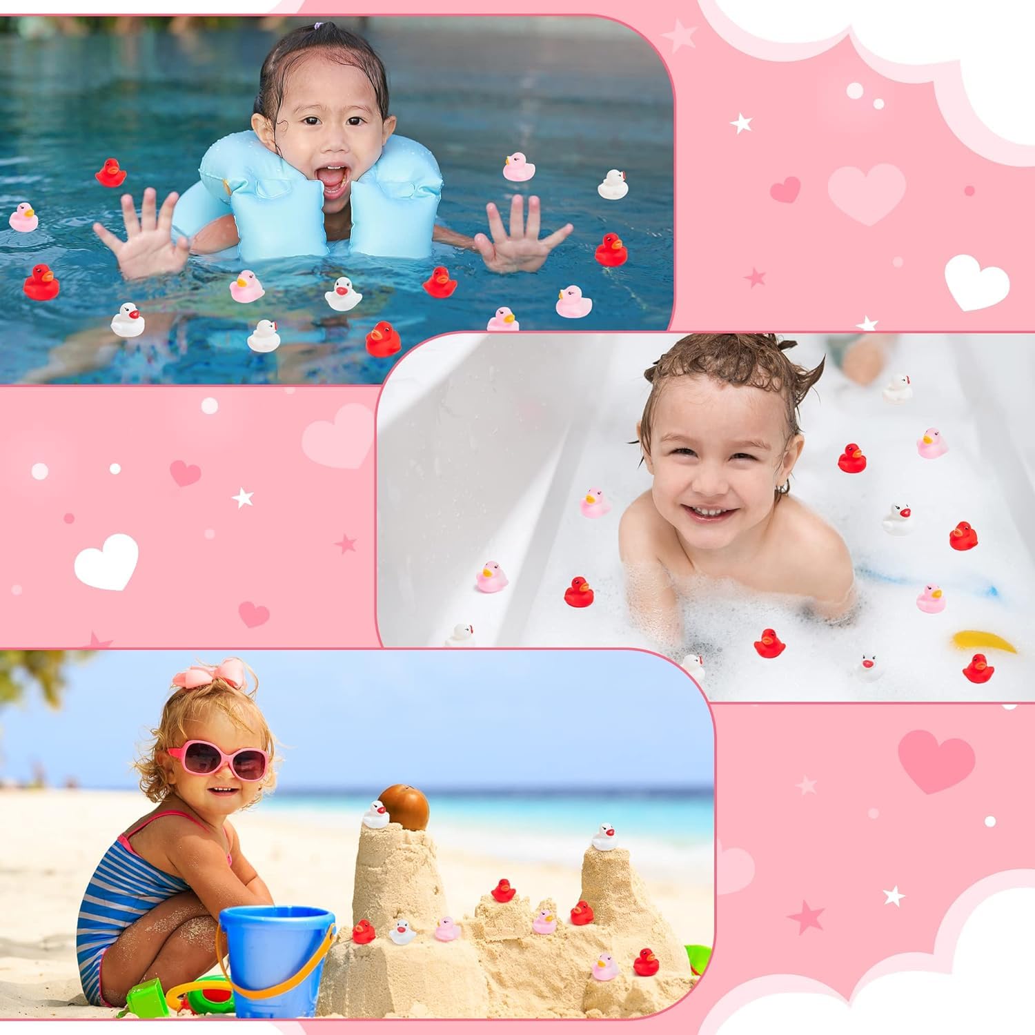 Snapklik.com : Valentines Day Mini Rubber Duckies Toy 60Pcs Cute Red ...