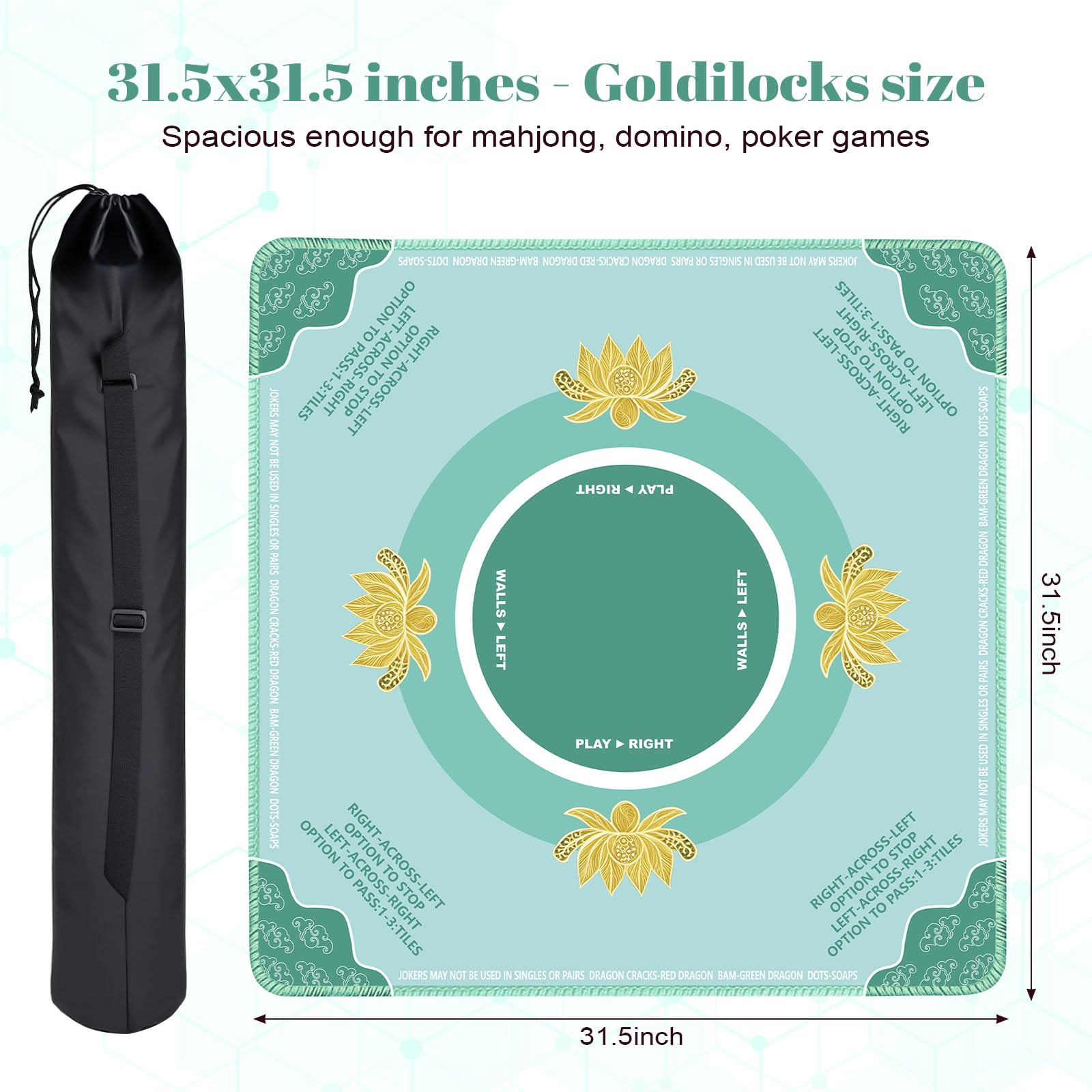 Mahjong Mats Mahjong Mat For Table- Anti Slip Noise Reduction Mahjong ...