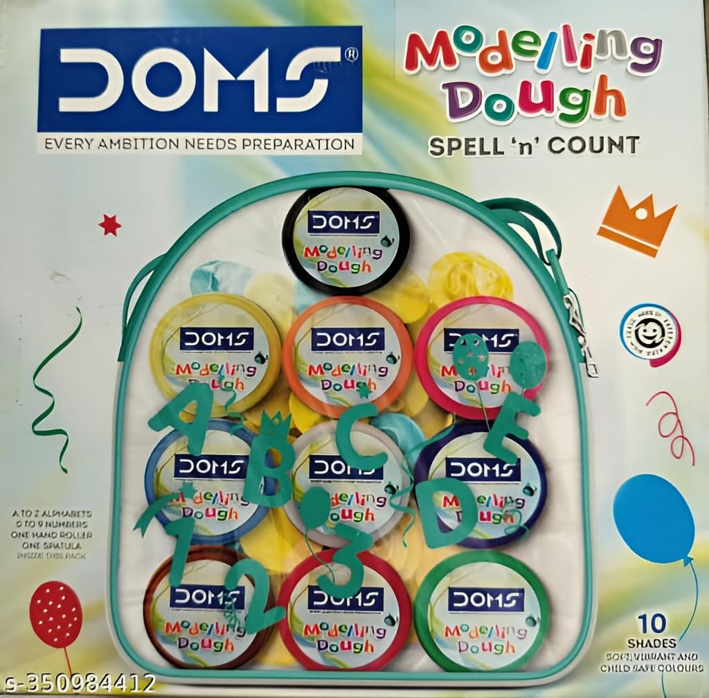 DOMS Spell N Count Modelling Dough| 10 Soft Vibrant and Child Safe ...