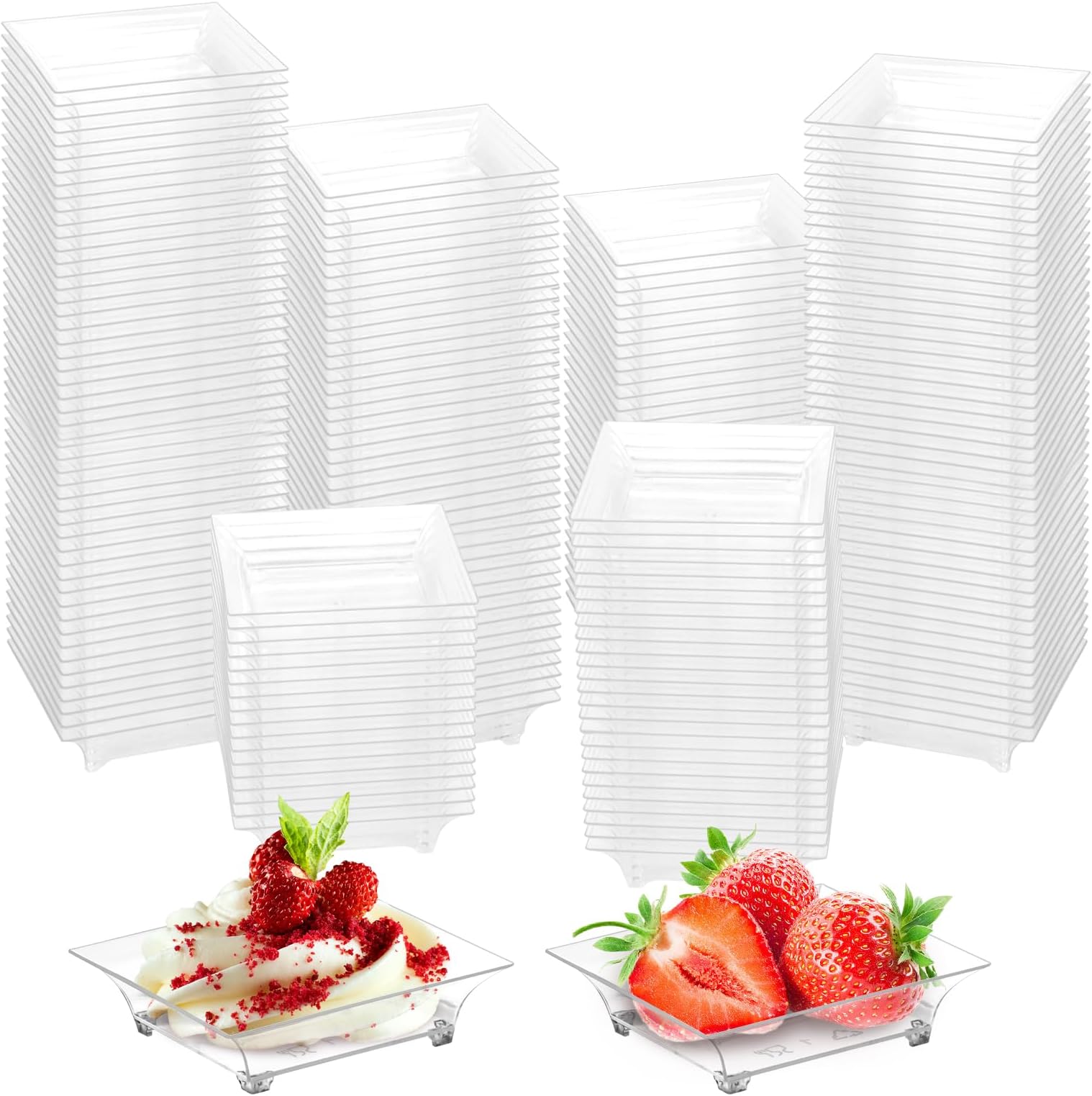 Amazon.com | GothaBach 200pcs Clear Disposable Mini Square Dessert ...