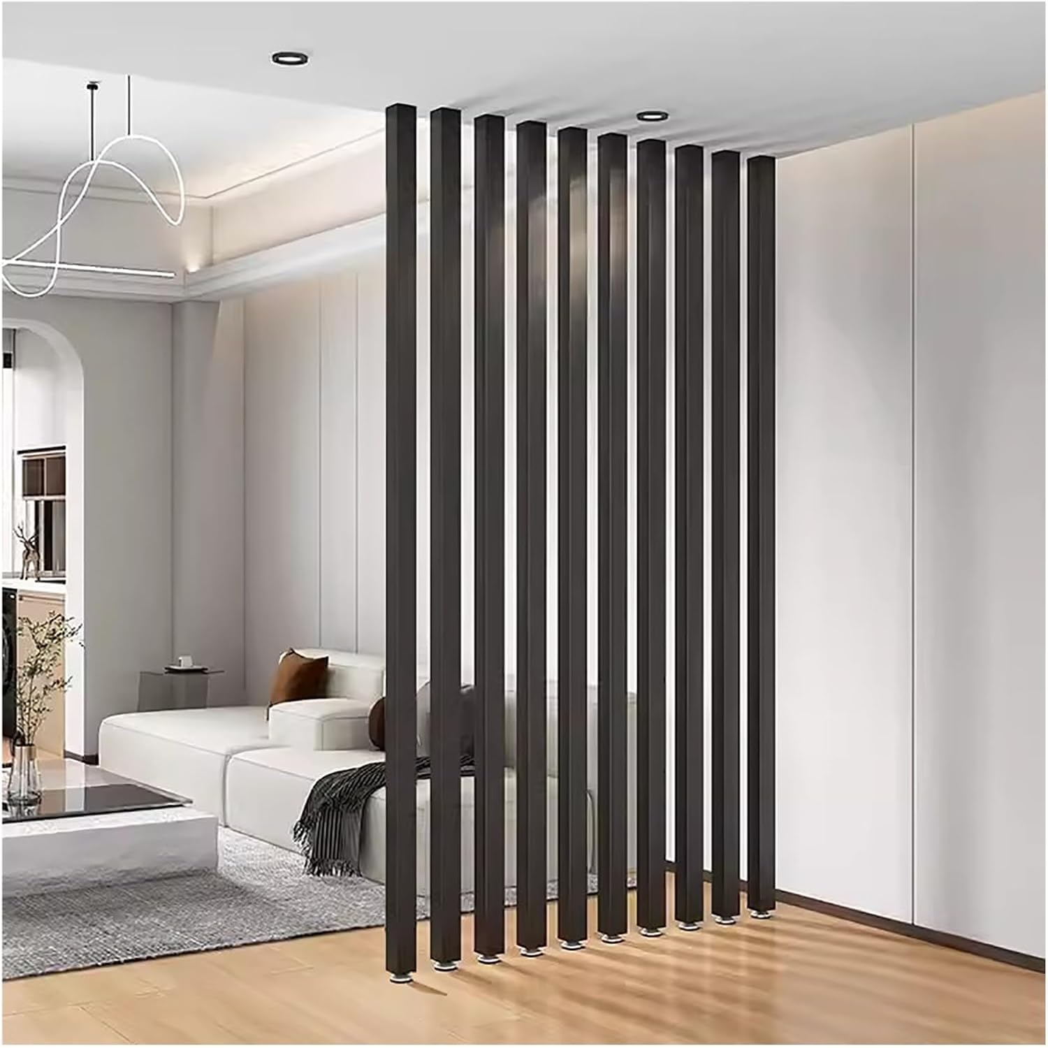 Cloison de séparation murale à lattes en bois noir moderne pour l ...