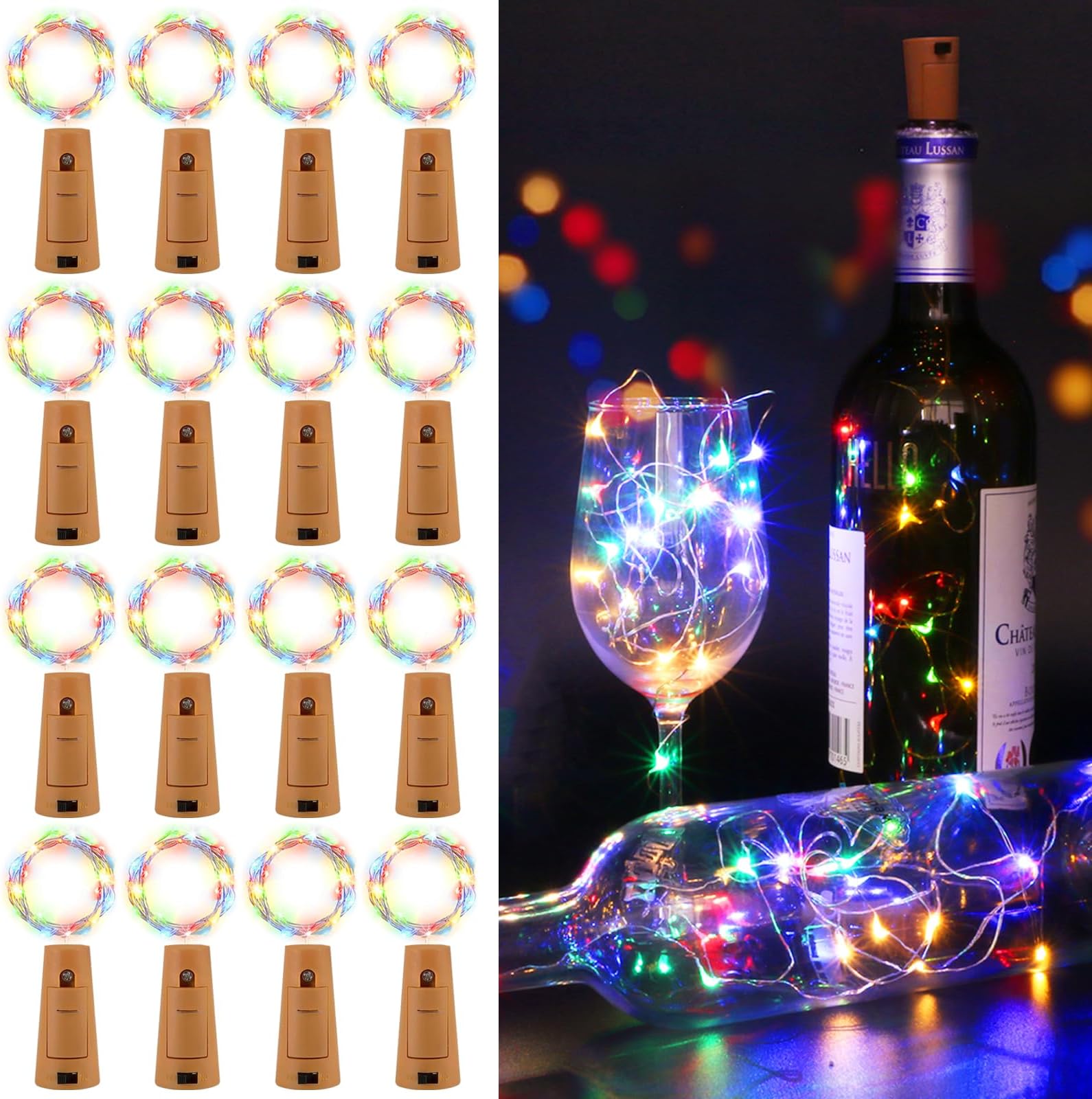Vighep 16 Pack 2M Wine Bottle Lights With Cork, 20 LED Copper Wire ...